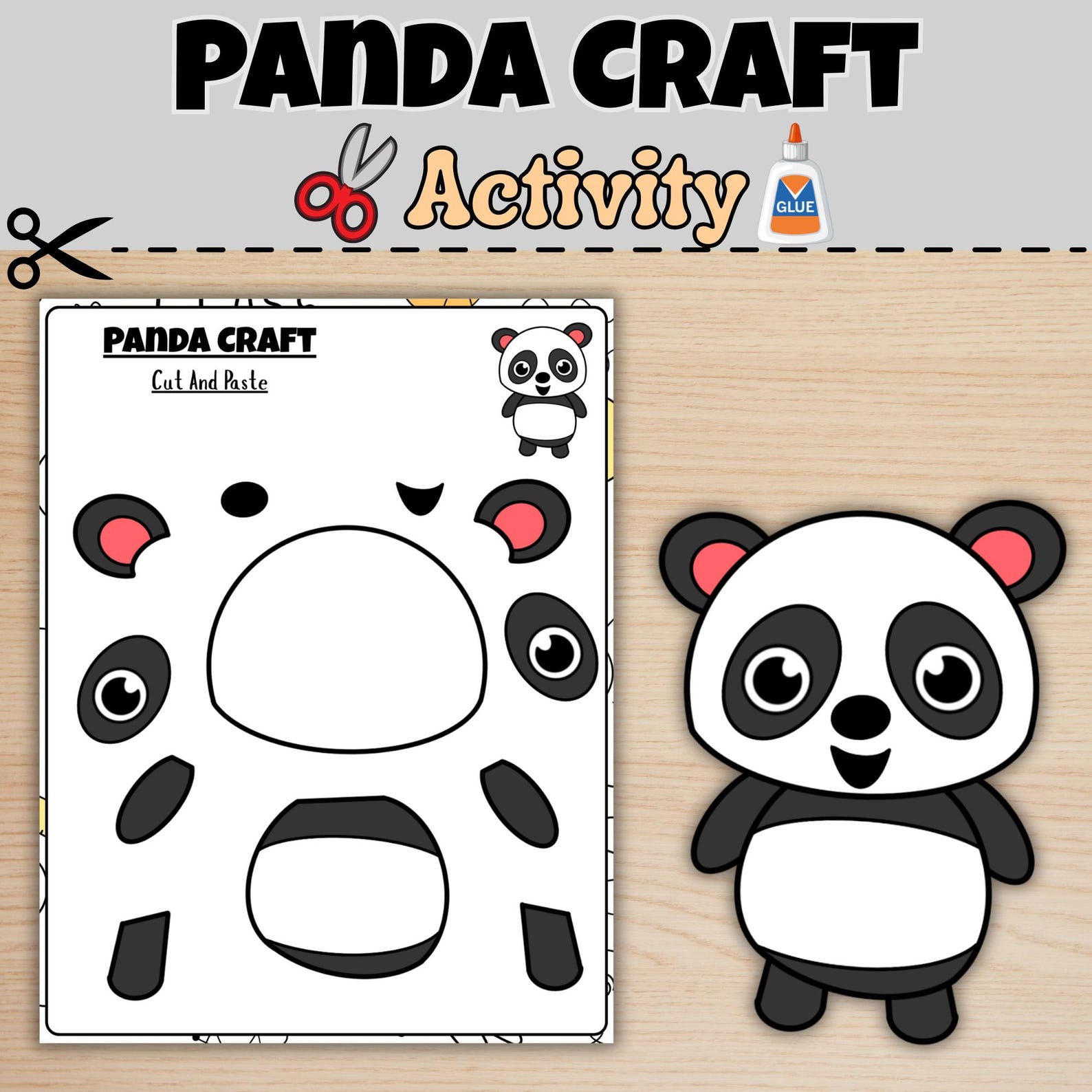 Panda Craft Activity: Cut and Paste Animal Project (PDF) - Etsy