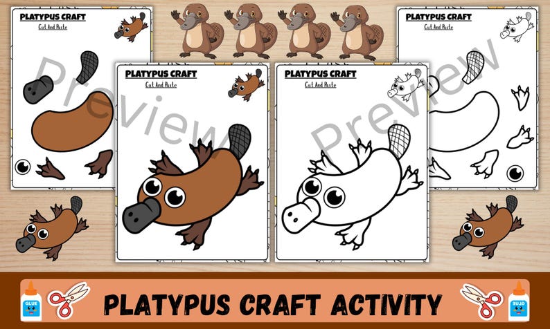 Platypus Cut and Paste Craft: Australian Animal Activity (PDF) - Etsy