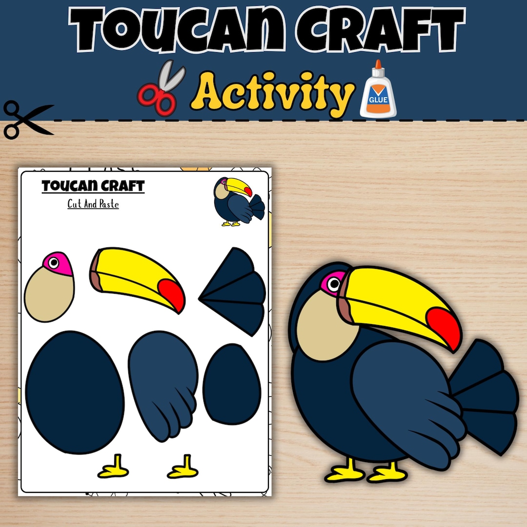 Toucan Craft Printable: Cut & Paste Kids Activity (PDF) - Etsy