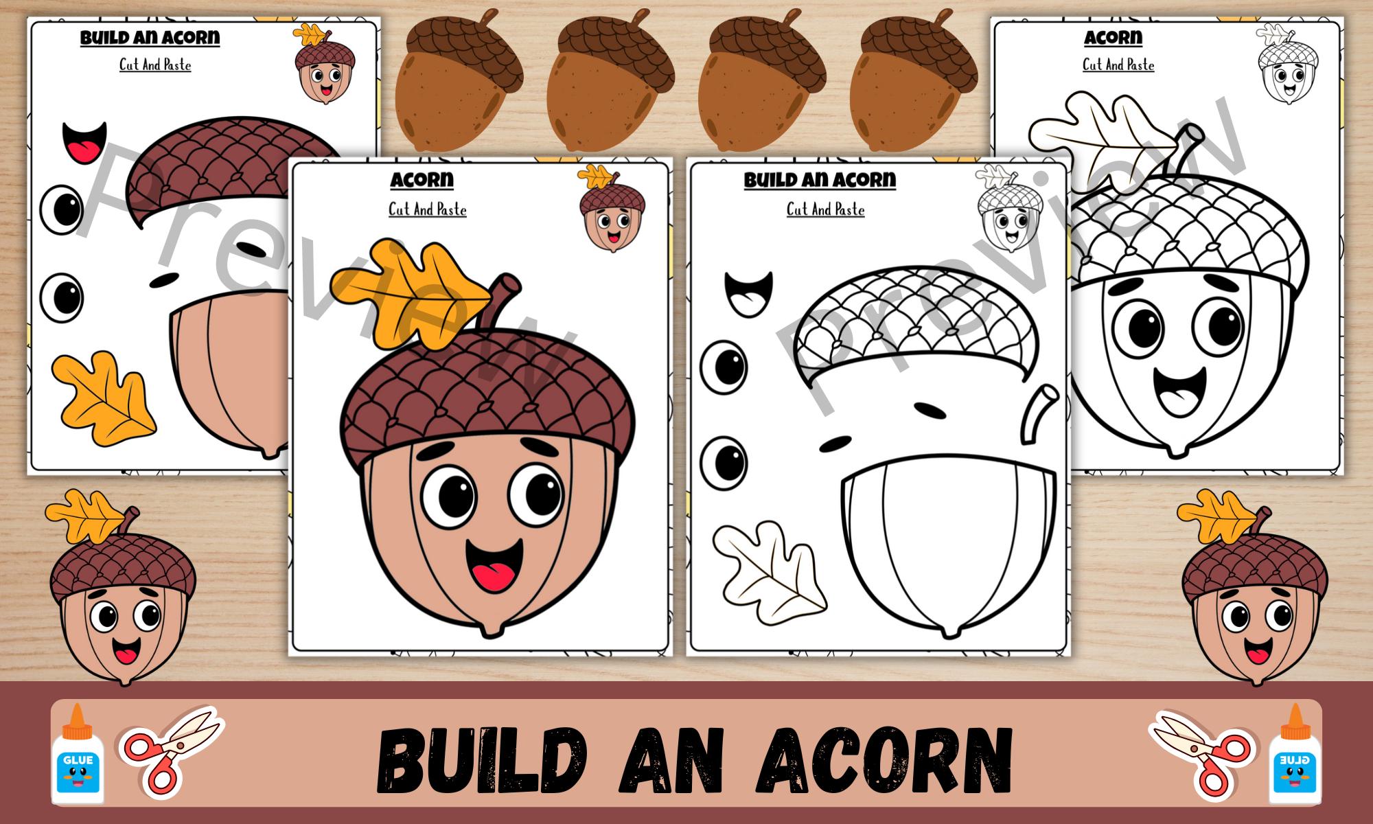 Acorn Cut and Paste Craft: Fall Activity (PDF Pattern) - Etsy