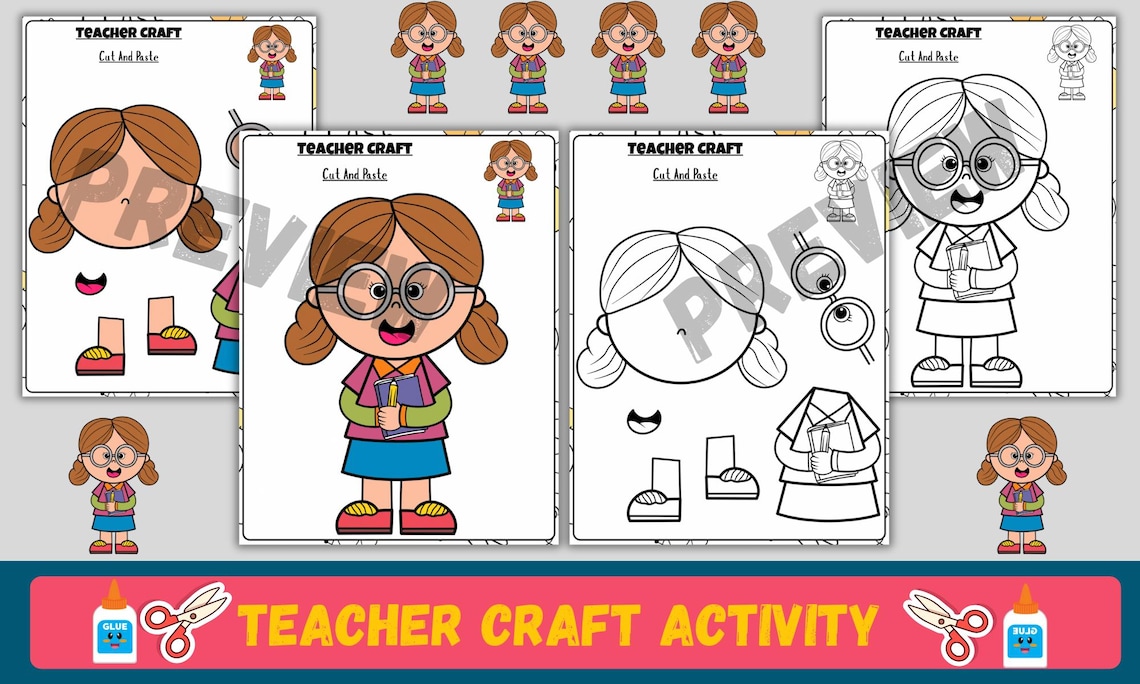 Teacher Craft | Community Helpers Activity | Cut and Paste Craft for ...