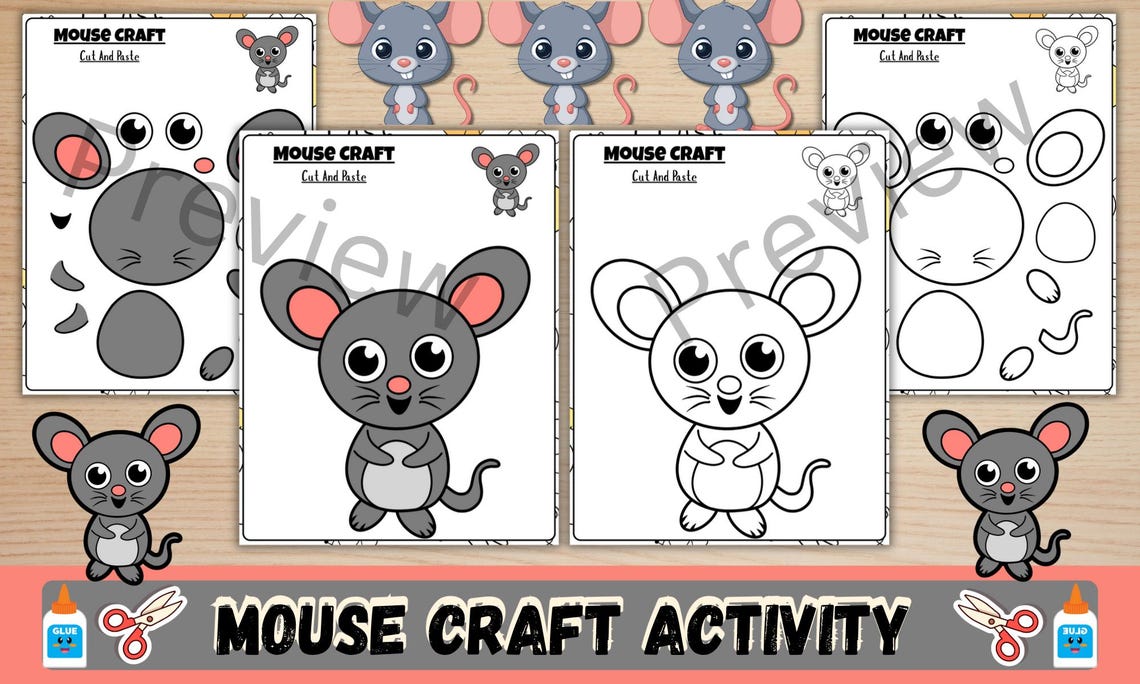 Mouse Craft Activity | Cut and Paste | Printable Mouse | Pet Animal ...