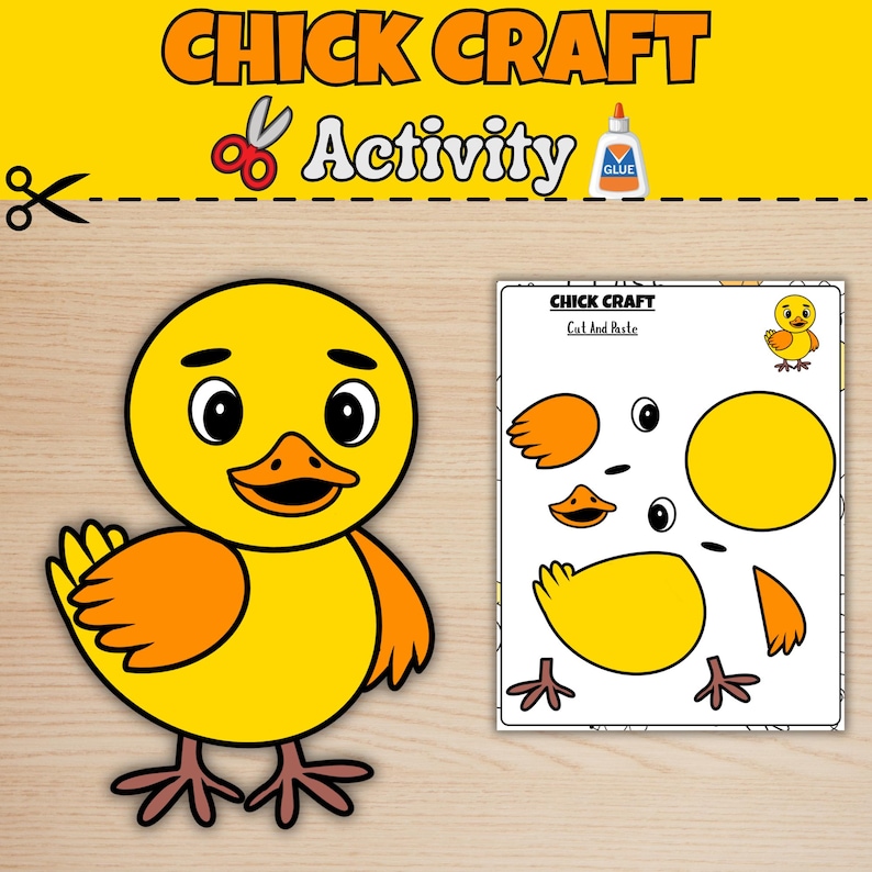Chick Craft Activity | Spring Animal Cut and Paste (PDF) | Printable ...