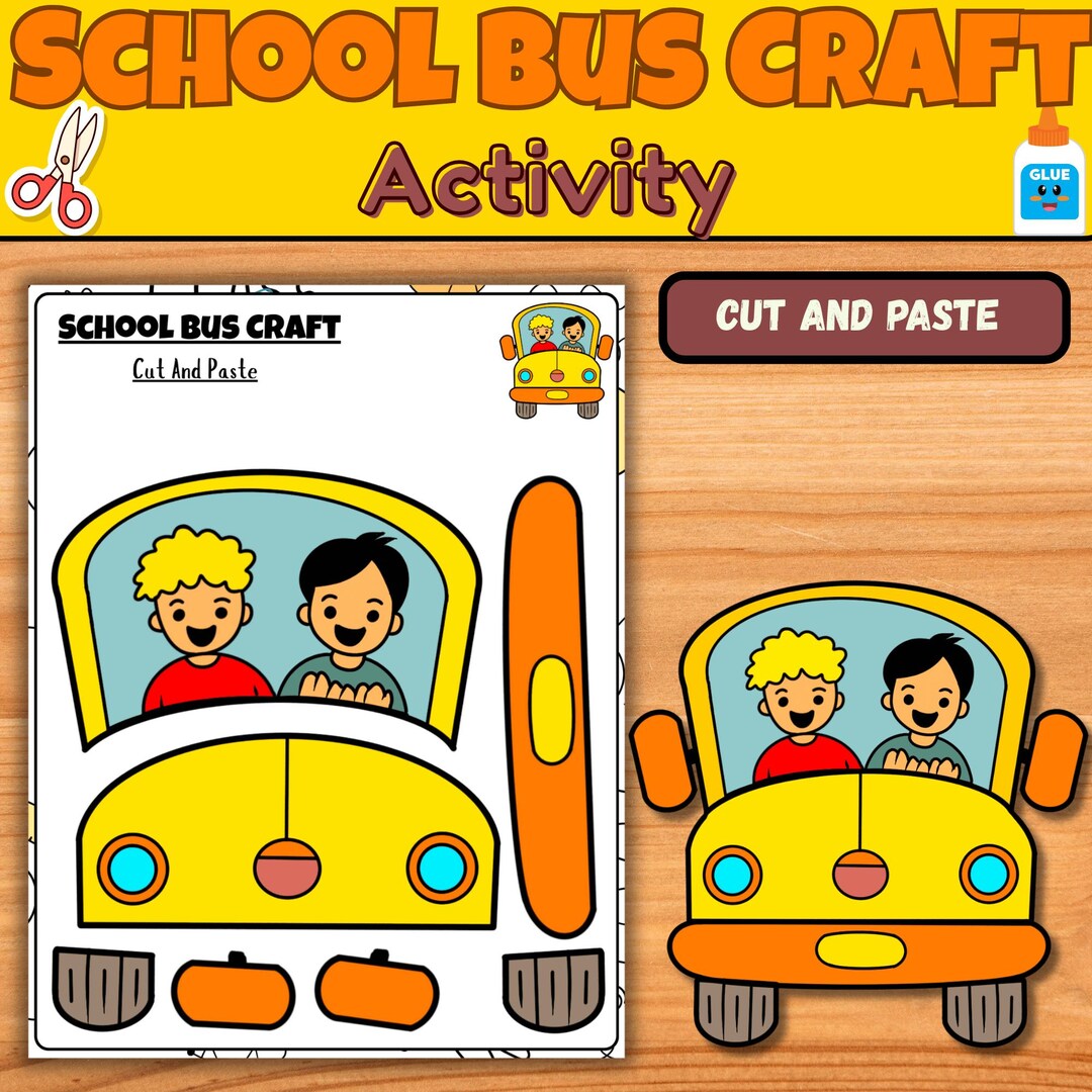 School Bus Cut & Paste Craft | Printable Activity for Kids - Etsy