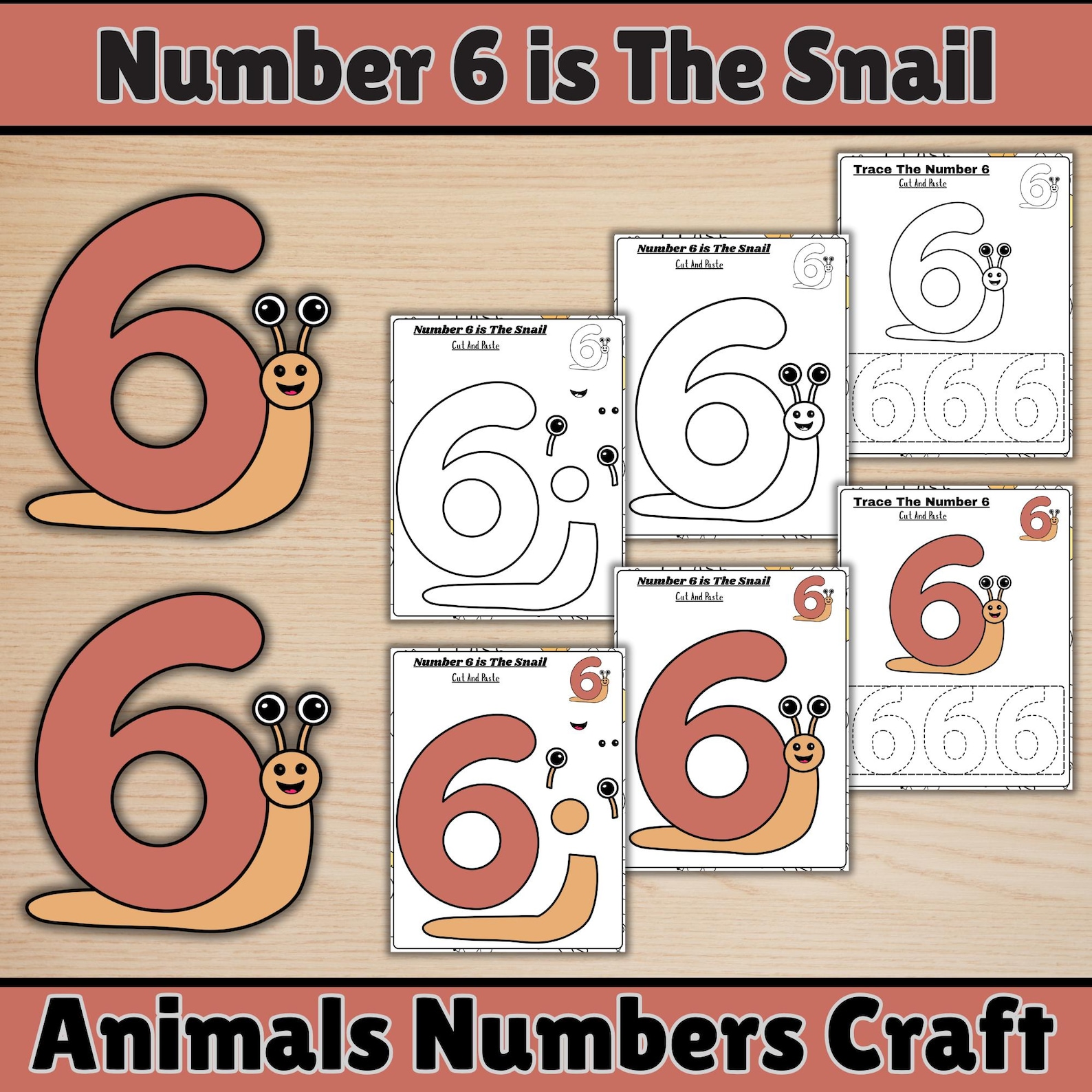 Number 6 Snail Craft: Fine Motor & Counting Activity (PDF) - Etsy