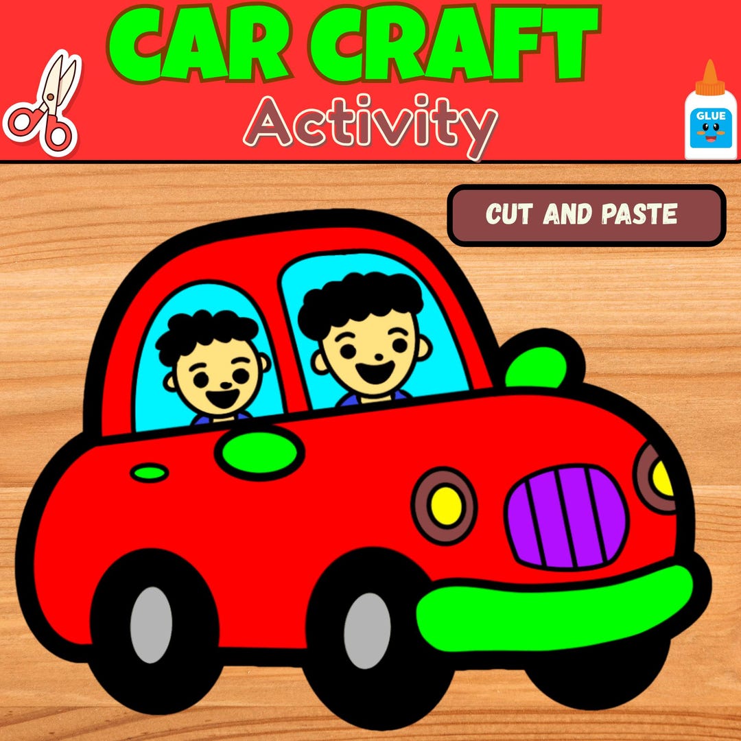 Printable Car Craft | Cut and Paste Activity (PDF) - Etsy