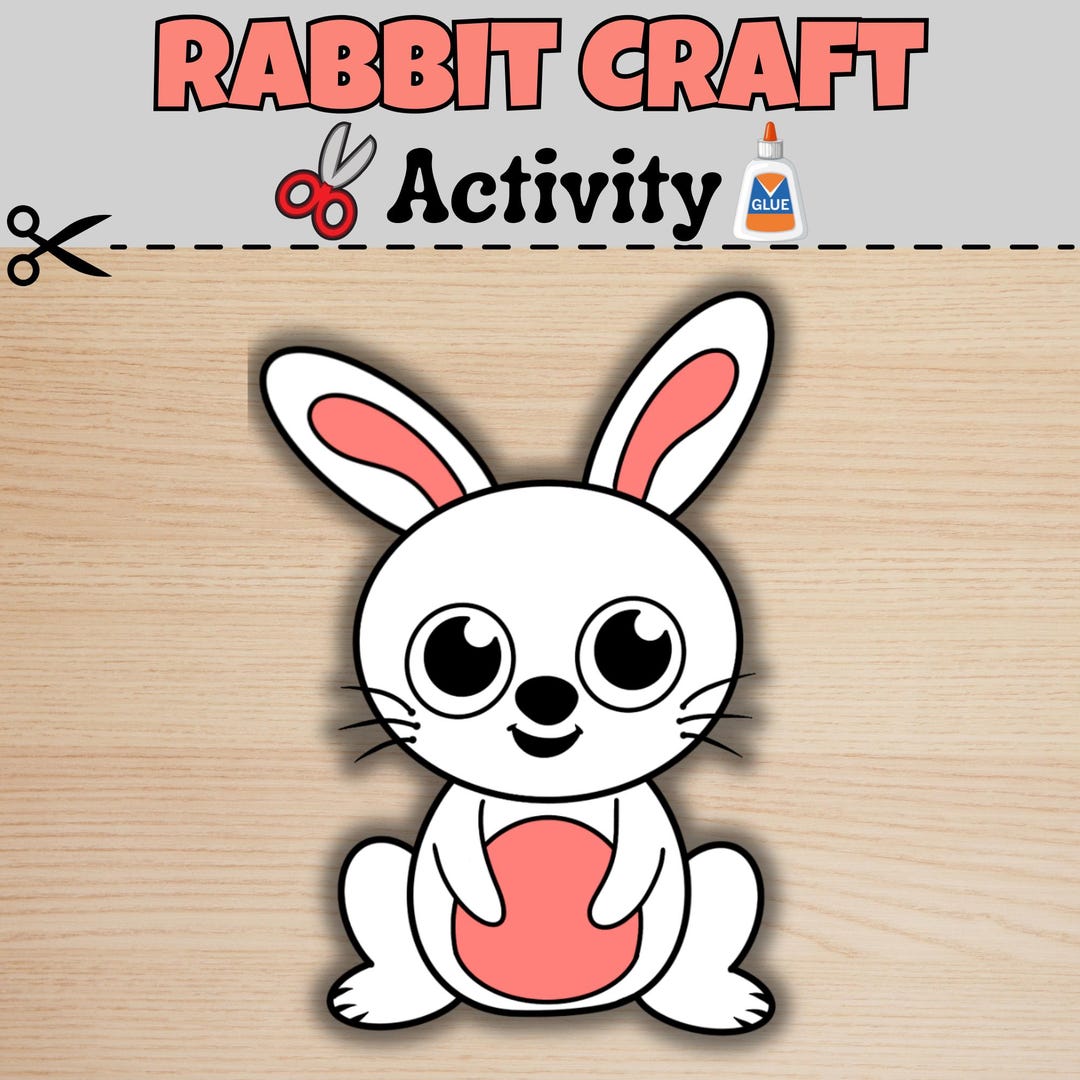 Rabbit Craft Activity: Cut and Paste Printable (PDF Pattern) - Etsy