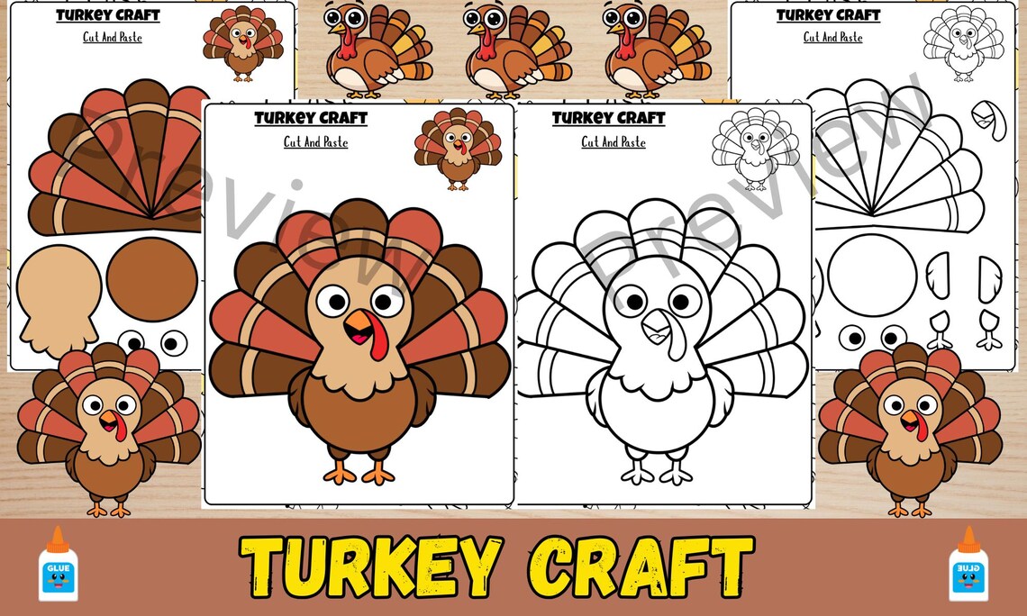 Turkey Craft | Holiday Activity | Cut & Paste Fine Motor Project - Etsy