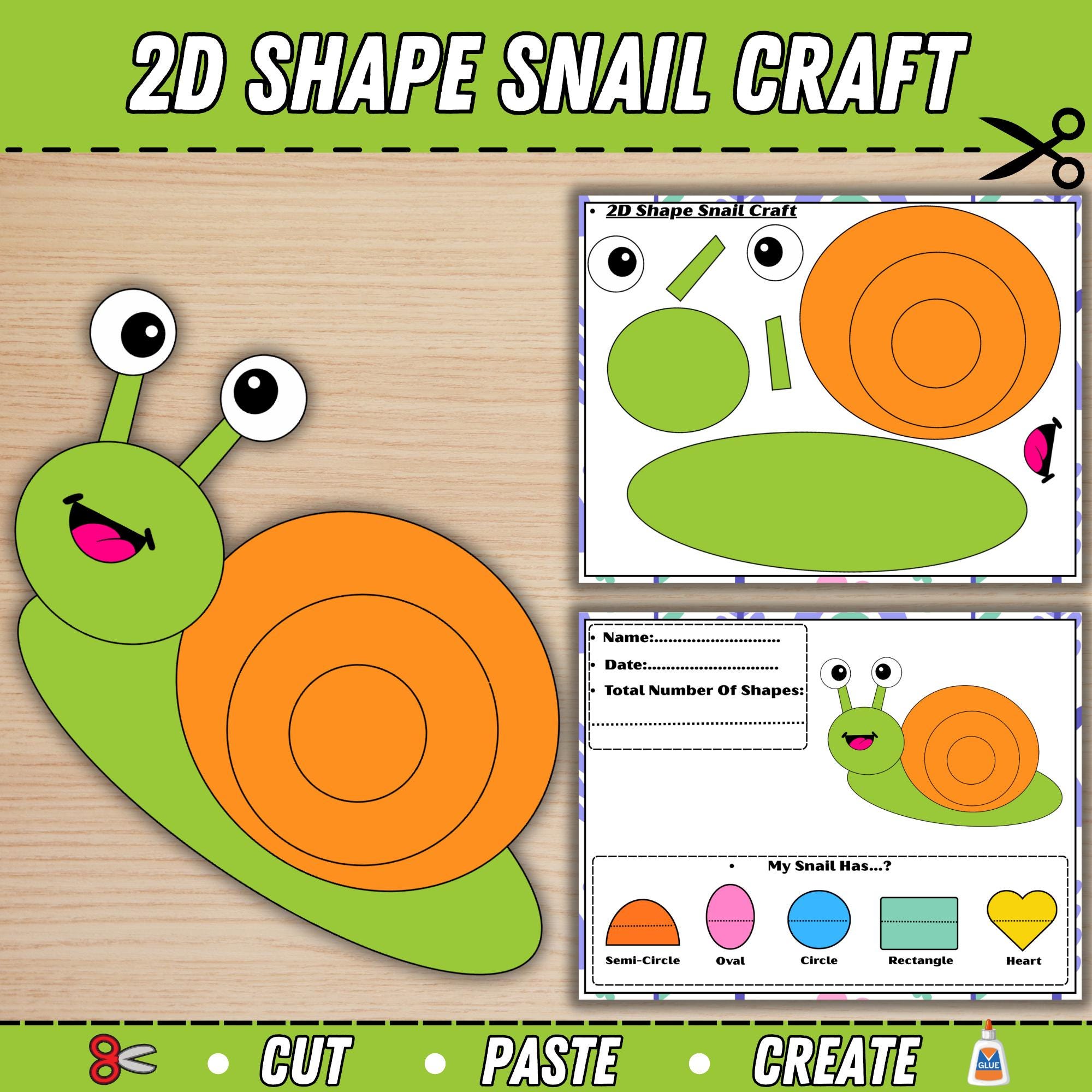 2D Shape Snail Craft | Preschool Geometry Activity, Counting Shapes ...