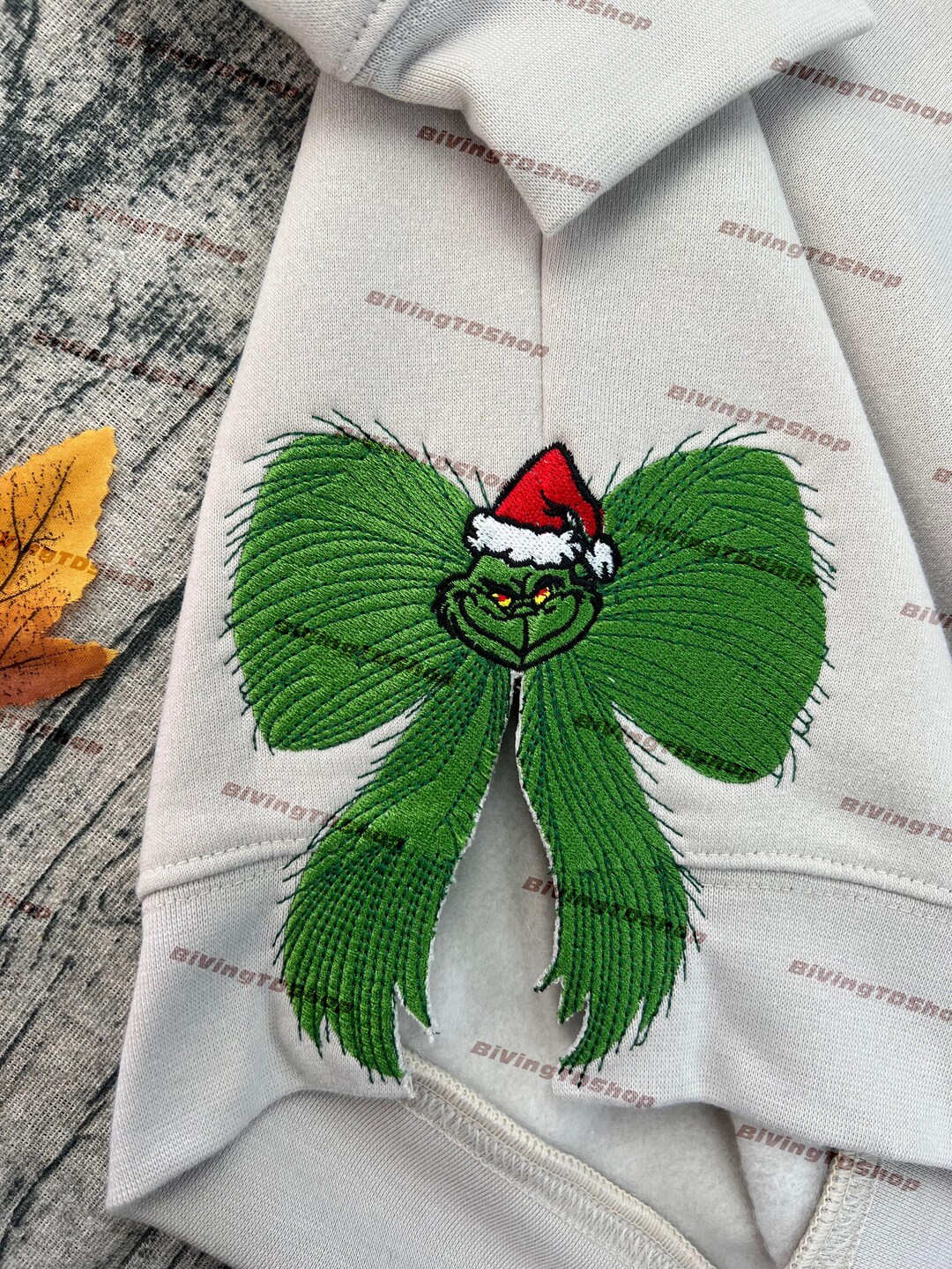 Side Bow Design for Machine, Grinch Side Bow Appliqué Sweatshirt Design ...