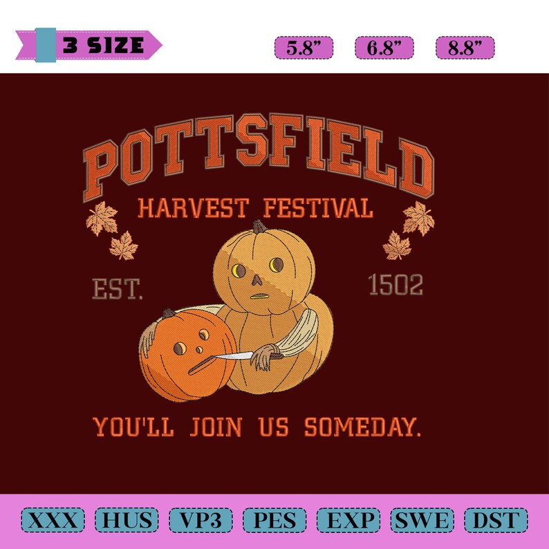 Pottsfield Harvest Festival Pumpkin Carver Embroidery Files Over the ...