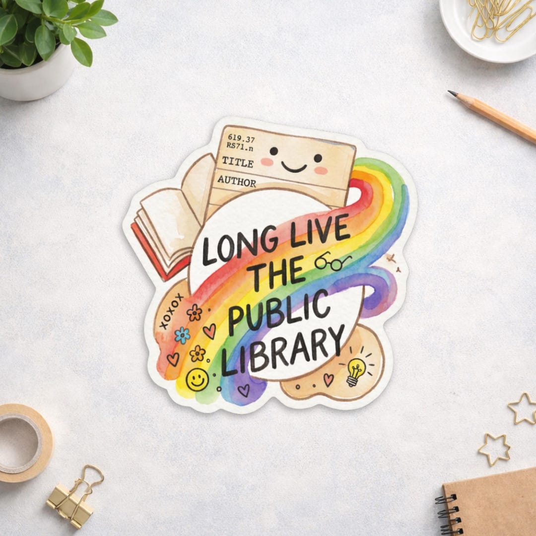 Long Live the Public Library Sticker - Retro Library Card Decal ...