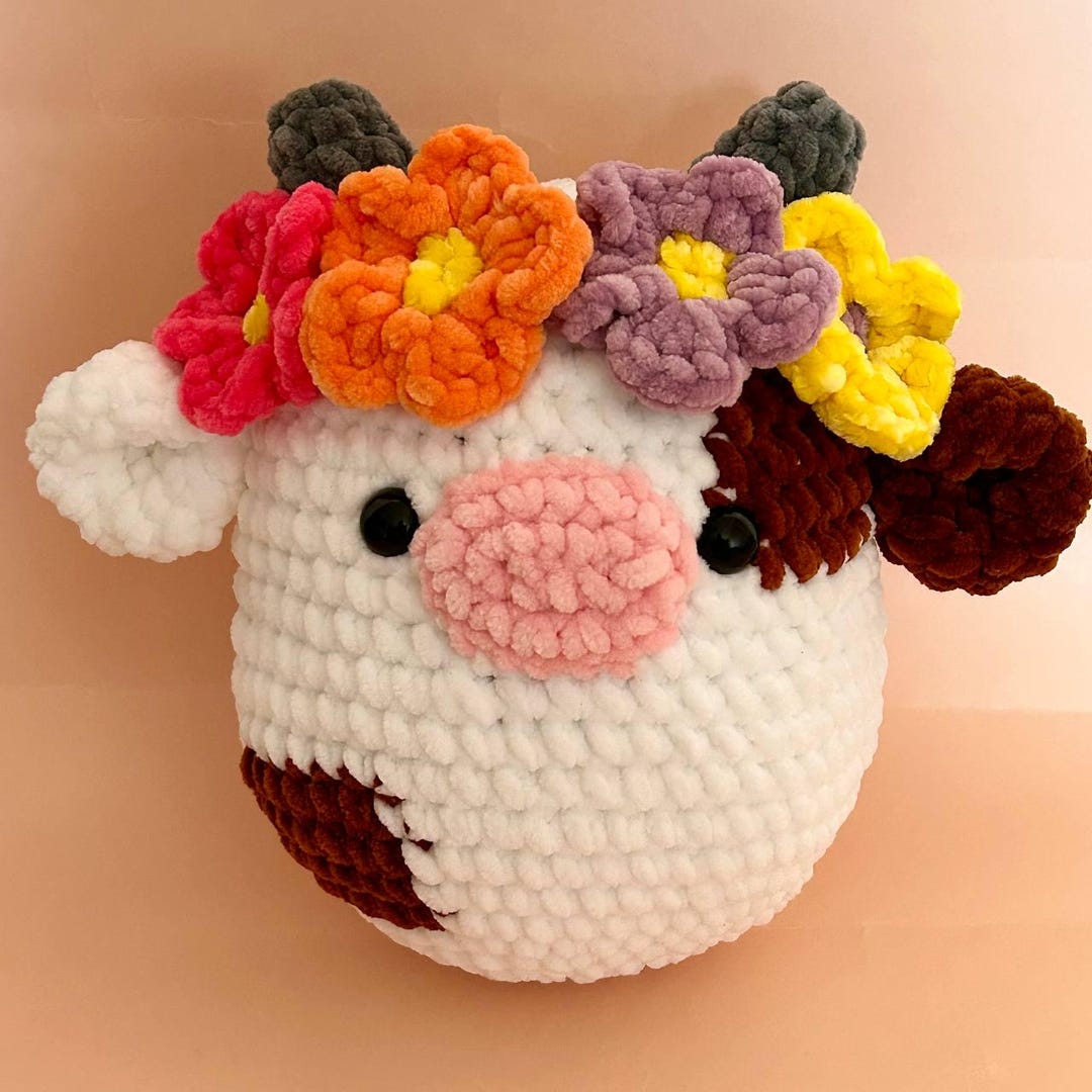 Crochet Squishy Cow Pattern Amigurumi Cow Plushie Pattern Kawaii Animal ...