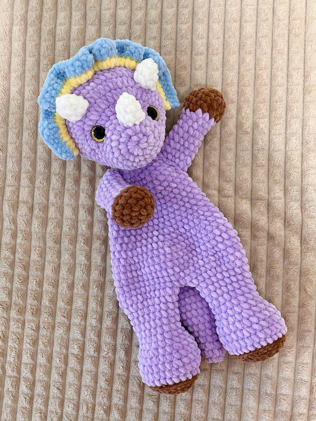 Crochet Triceratops Snuggler Pattern: Amigurumi Dinosaur Lovey (PDF) - Etsy