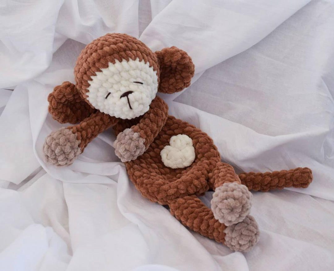 Crochet Monkey Snuggler Pattern Amigurumi Animal Lovey Pattern Cute ...
