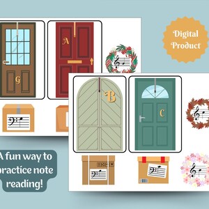 Door Matching Activity | Note Reading Activity | Bass Clef and Treble ...