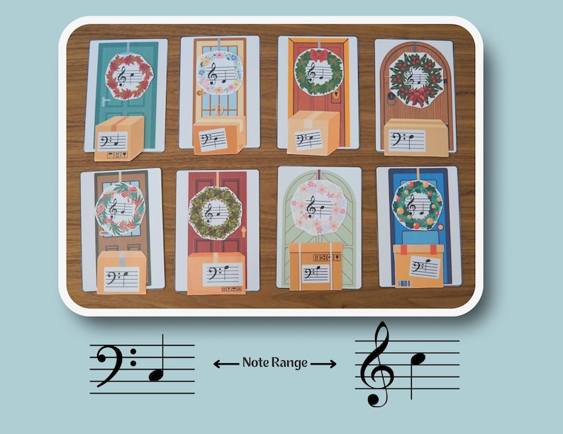 Door Matching Activity | Note Reading Activity | Bass Clef and Treble ...