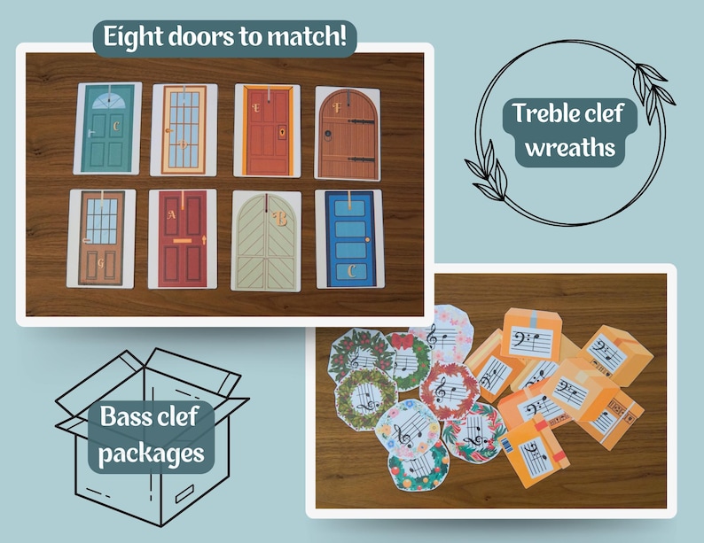 Door Matching Activity | Note Reading Activity | Bass Clef and Treble ...