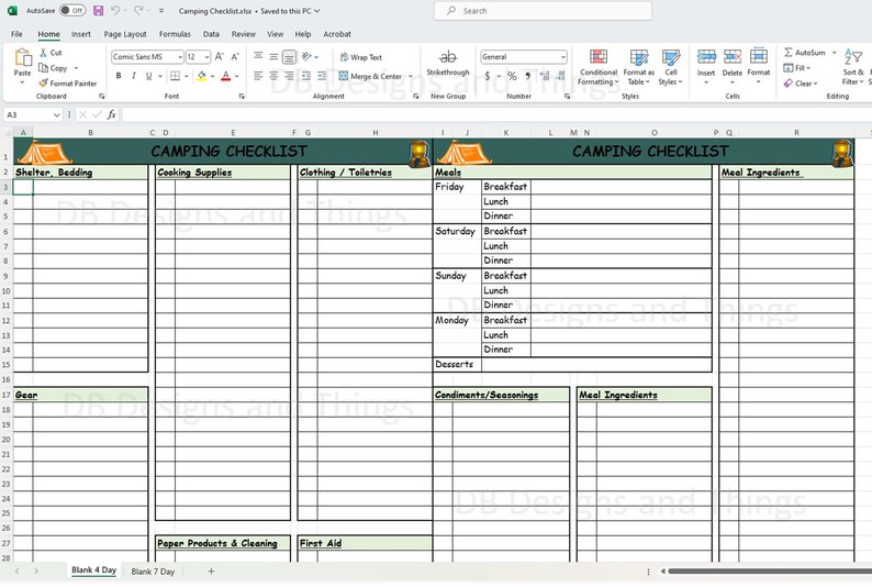 Camping Planner Checklist With FREE Coloring Page, Printable PDF ...