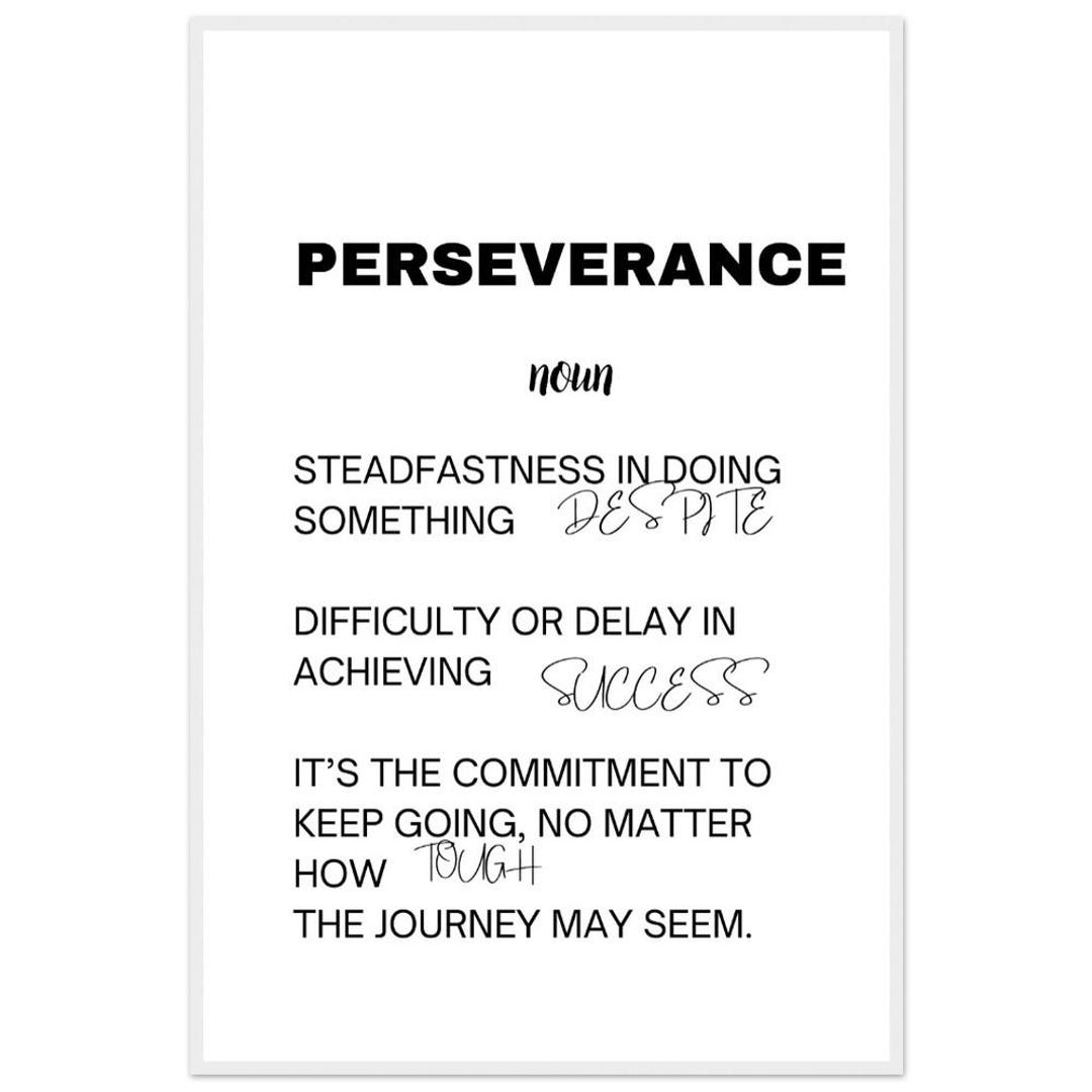Motivational Wall Art - Perseverance - With Defintion - Etsy