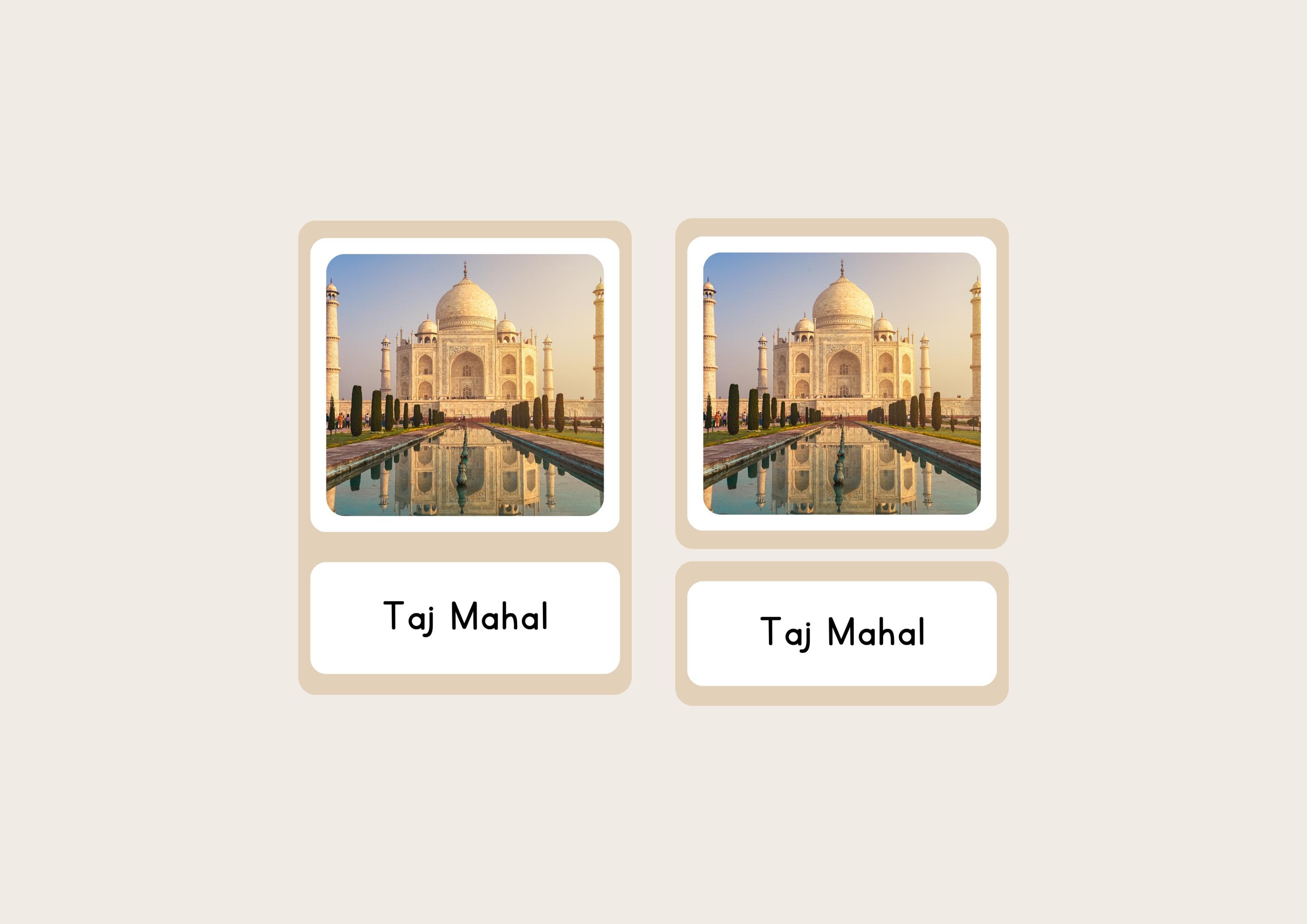 The Montessori 3-part Classified Cards: Famous Landmarks. This PDF is a ...