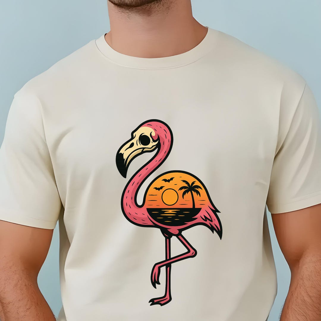 Gothic Flamingo Skull PNG Spooky Summer Sunset T-shirt Design Tropical ...
