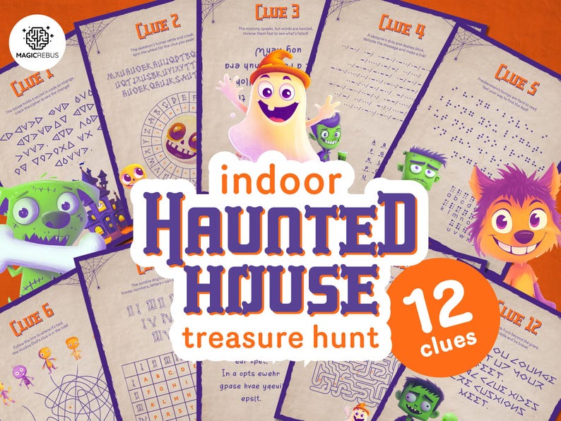 Haunted House Scavenger Hunt: Spooky Clues for Kids, Indoor Treasure ...