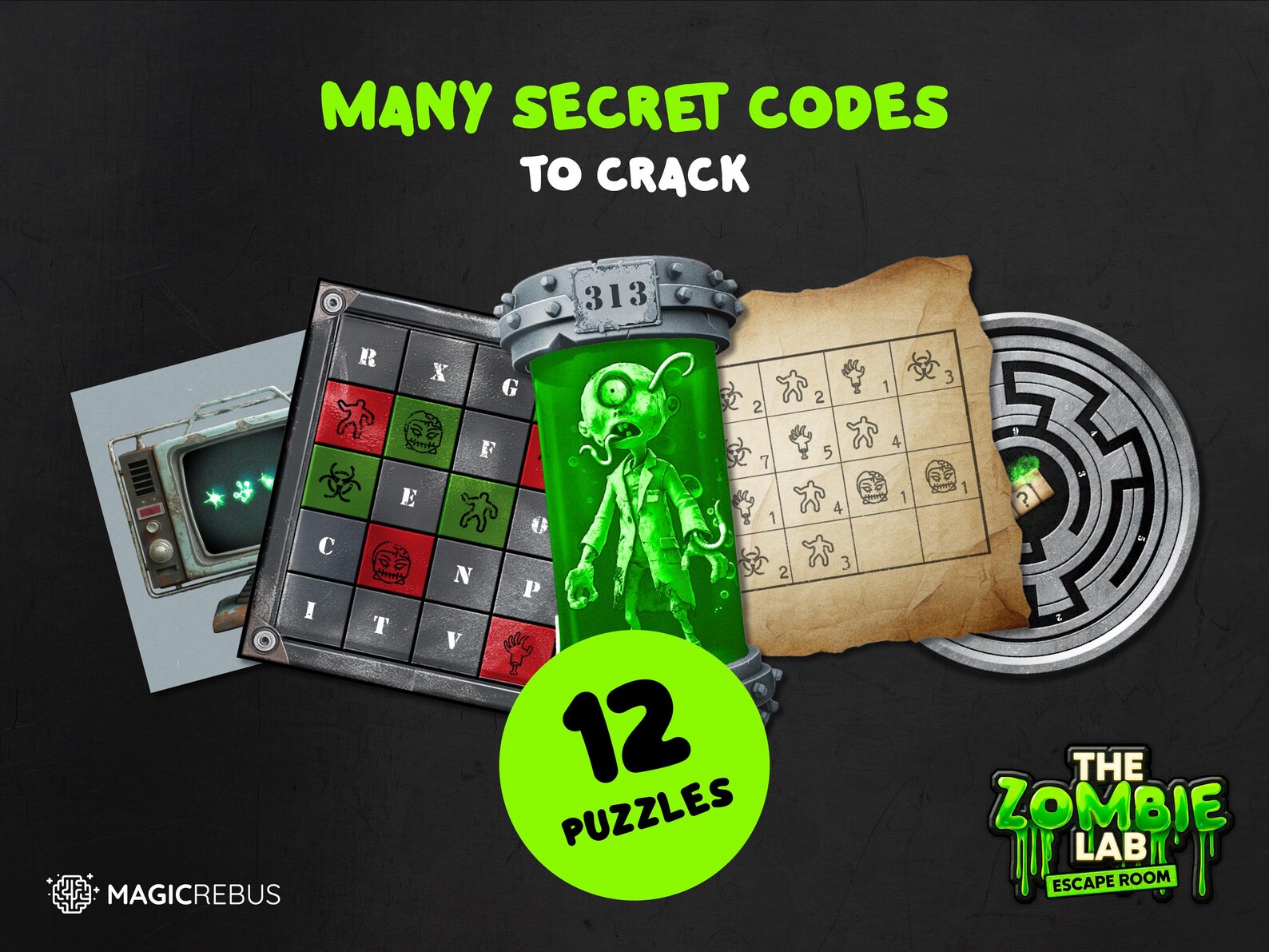 The Zombie Lab - Printable Escape Room for Kids - Easy Set-up - Etsy