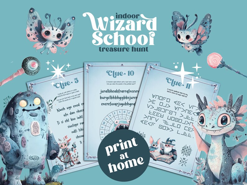 Wizard School Treasure Hunt Clues, Magic Witch Hunt Clues, Indoor ...