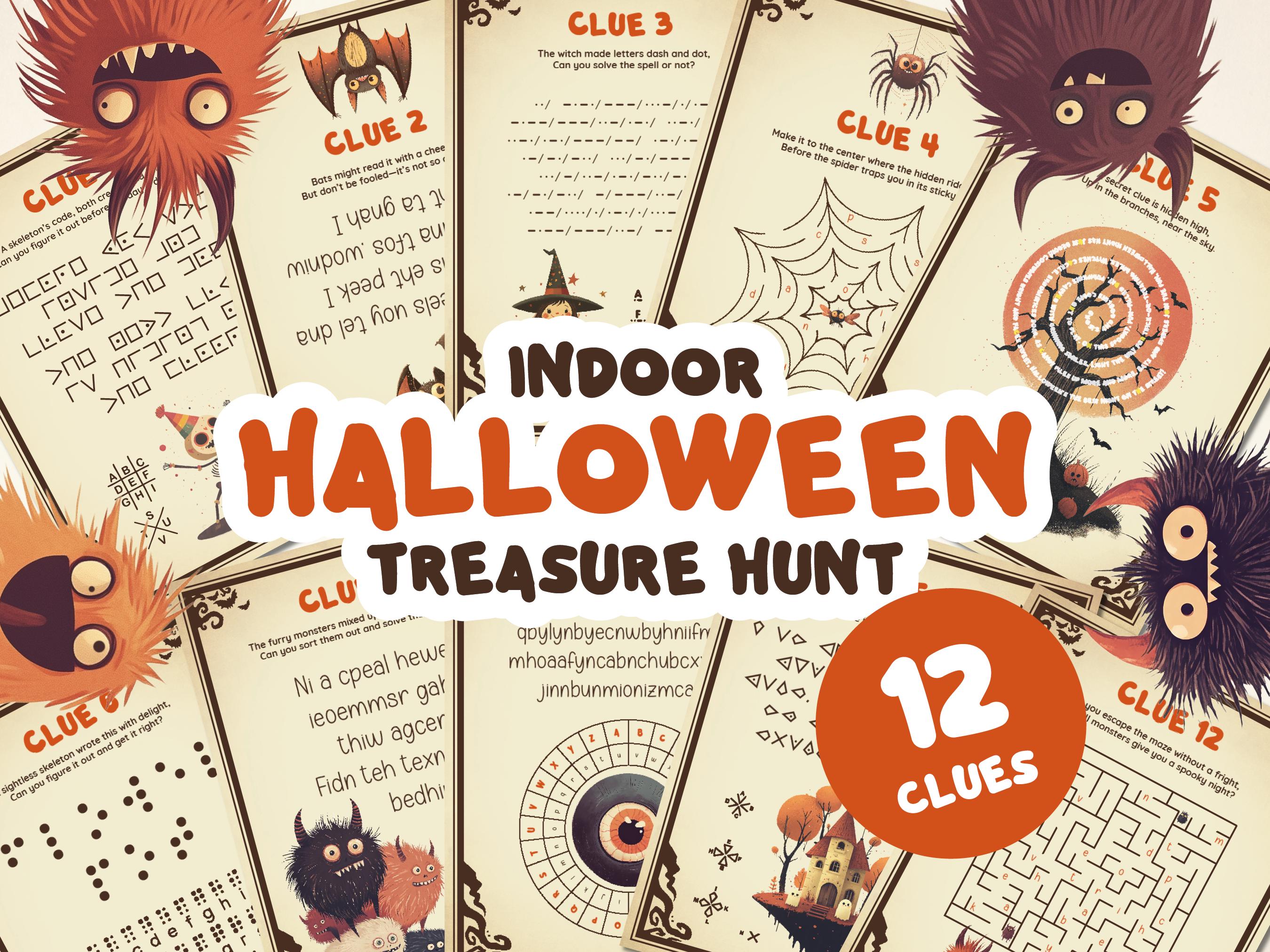 Halloween Treasure Hunt Clues, Monster Scavenger Hunt Clues, Indoor ...