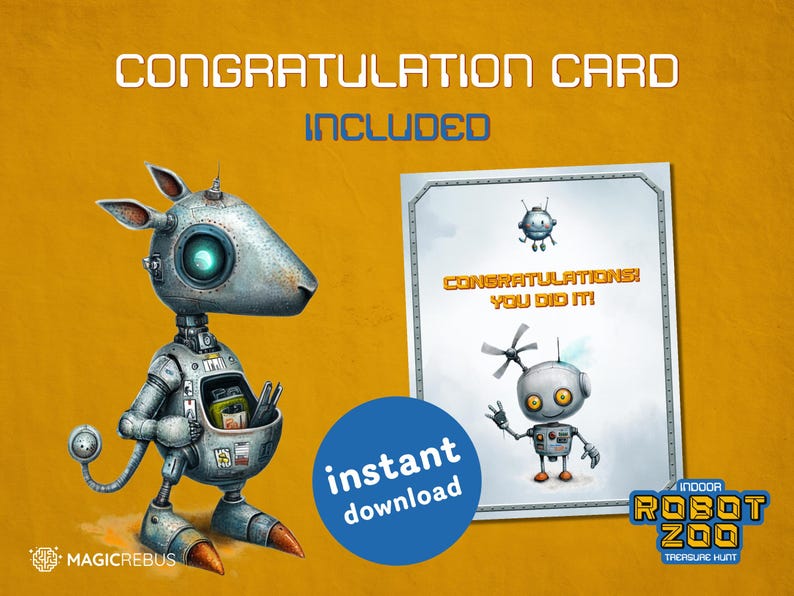 Robot Zoo Treasure Hunt Clues, Kids Printable Game, Indoor Quest - Etsy