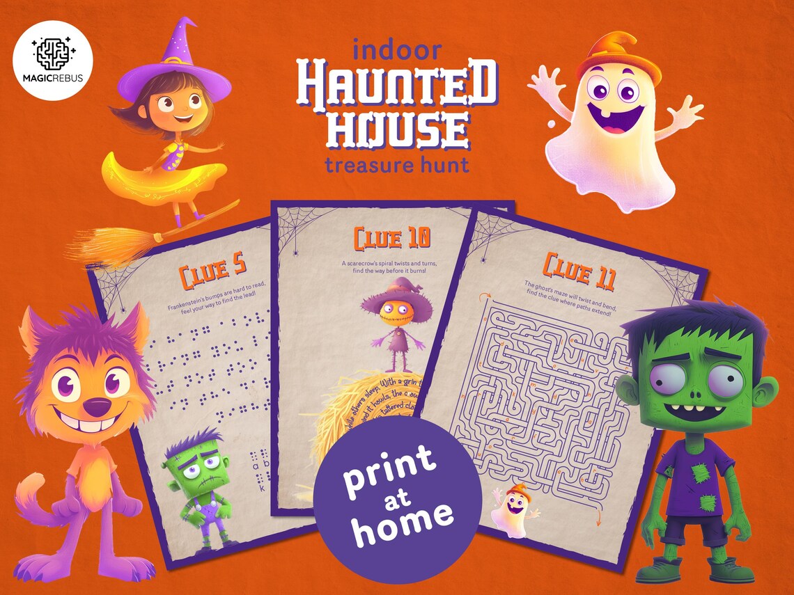 Haunted House Scavenger Hunt: Spooky Clues for Kids, Indoor Treasure ...