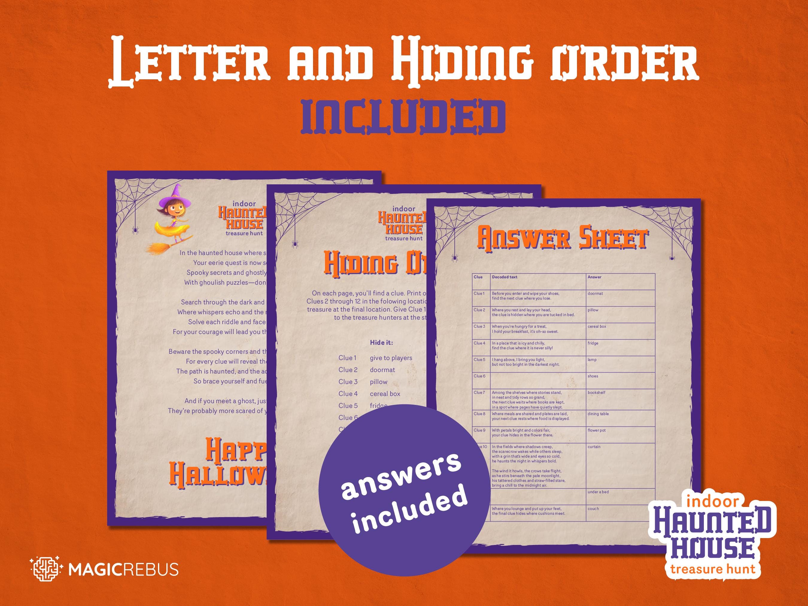 Haunted House Scavenger Hunt: Spooky Clues for Kids, Indoor Treasure ...