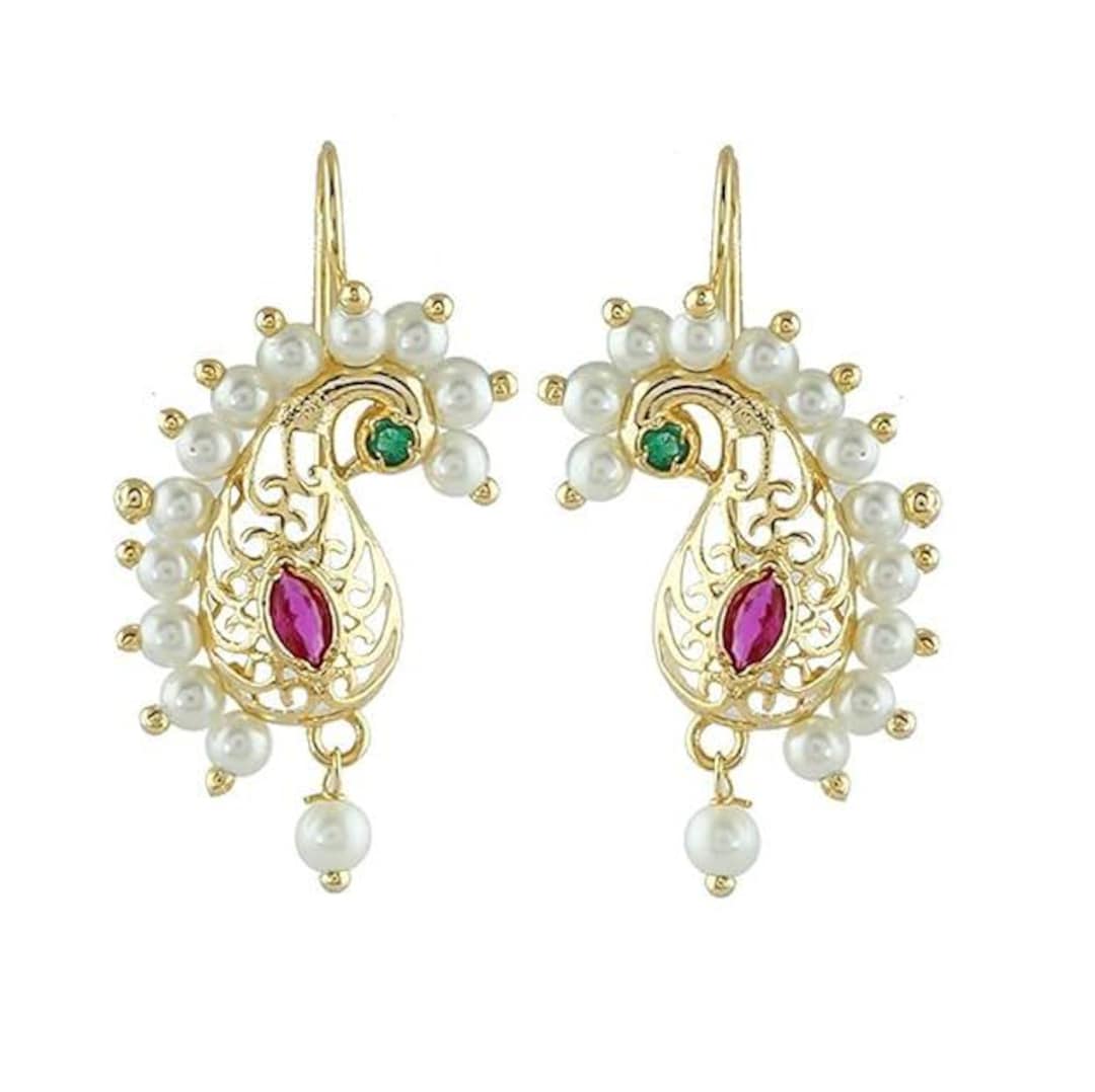 Half Moon or Peacock Shape Maharashtrian Traditional Press on Bugadi ...