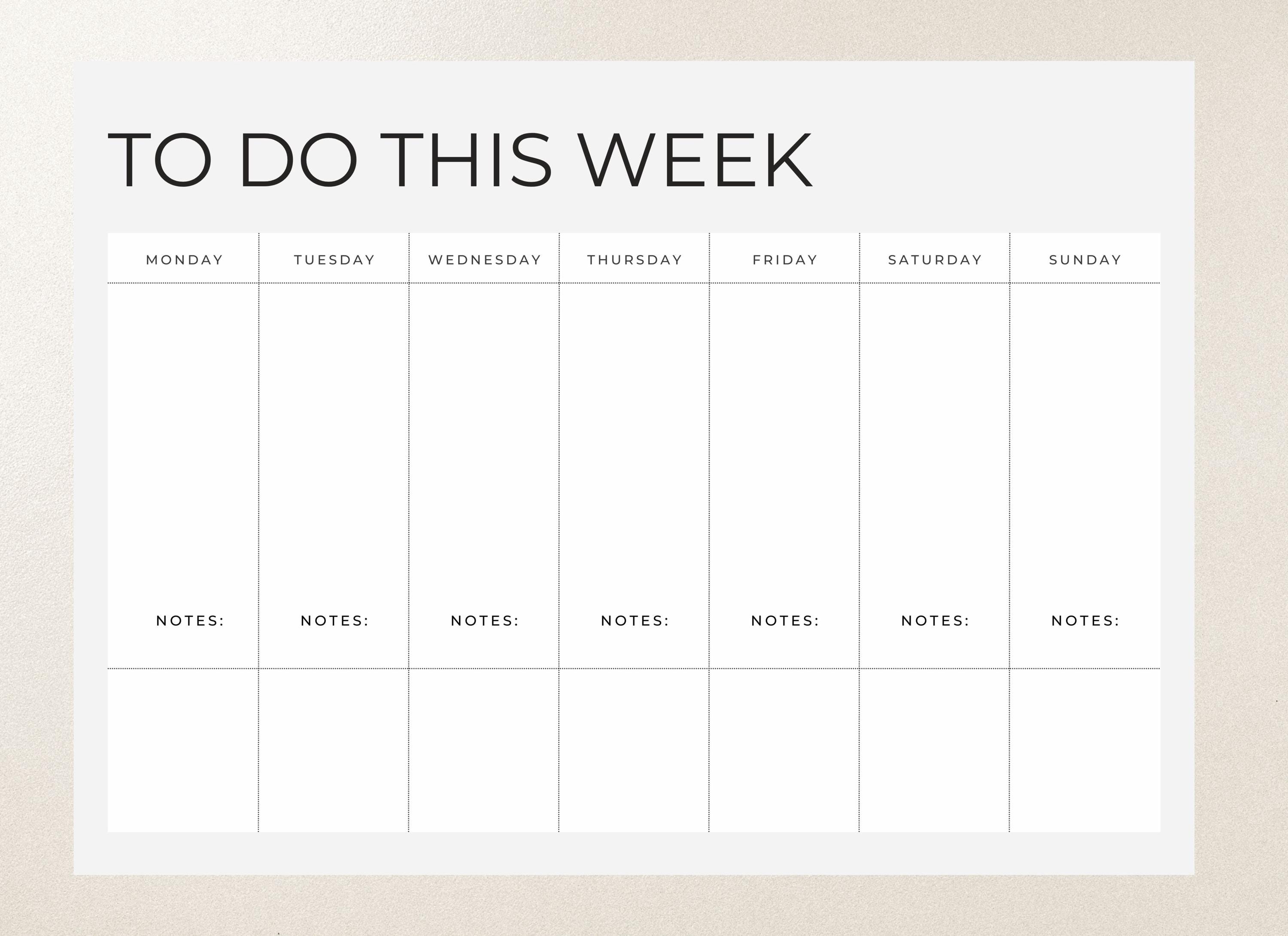 Weekly Schedule Template, Weekly Planner Printable, Work Weekly ...