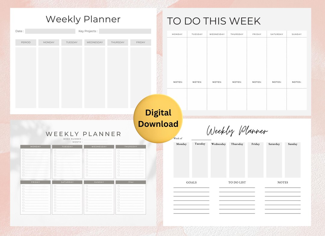 Weekly Schedule Template, Weekly Planner Printable, Work Weekly ...