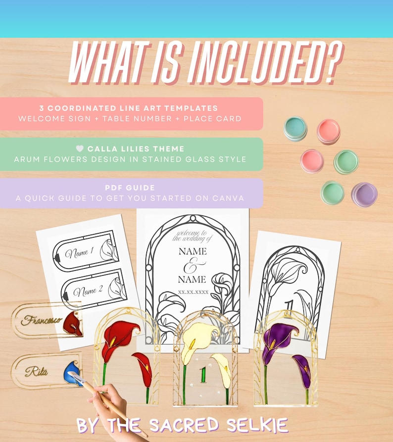 Faux Stained Glass Event Signage Stencil Template DIY Bundle – Calla ...
