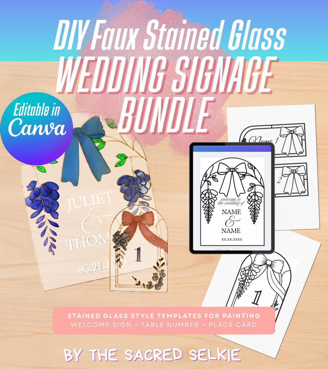 Faux Stained Glass Event Signage Stencil Template DIY Bundle – Regency ...