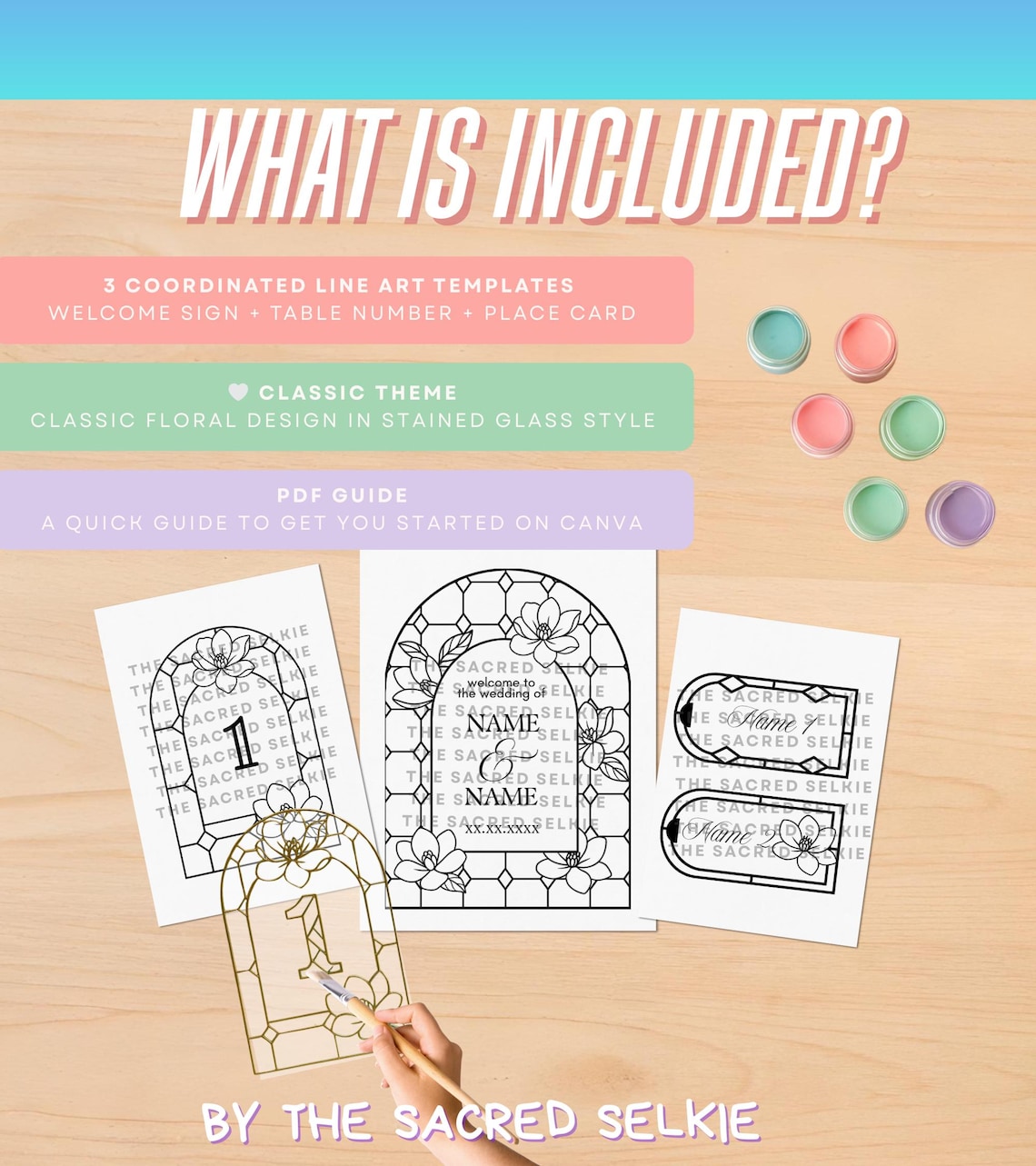 Faux Stained Glass Event Signage Stencil Template DIY Bundle – Classic ...