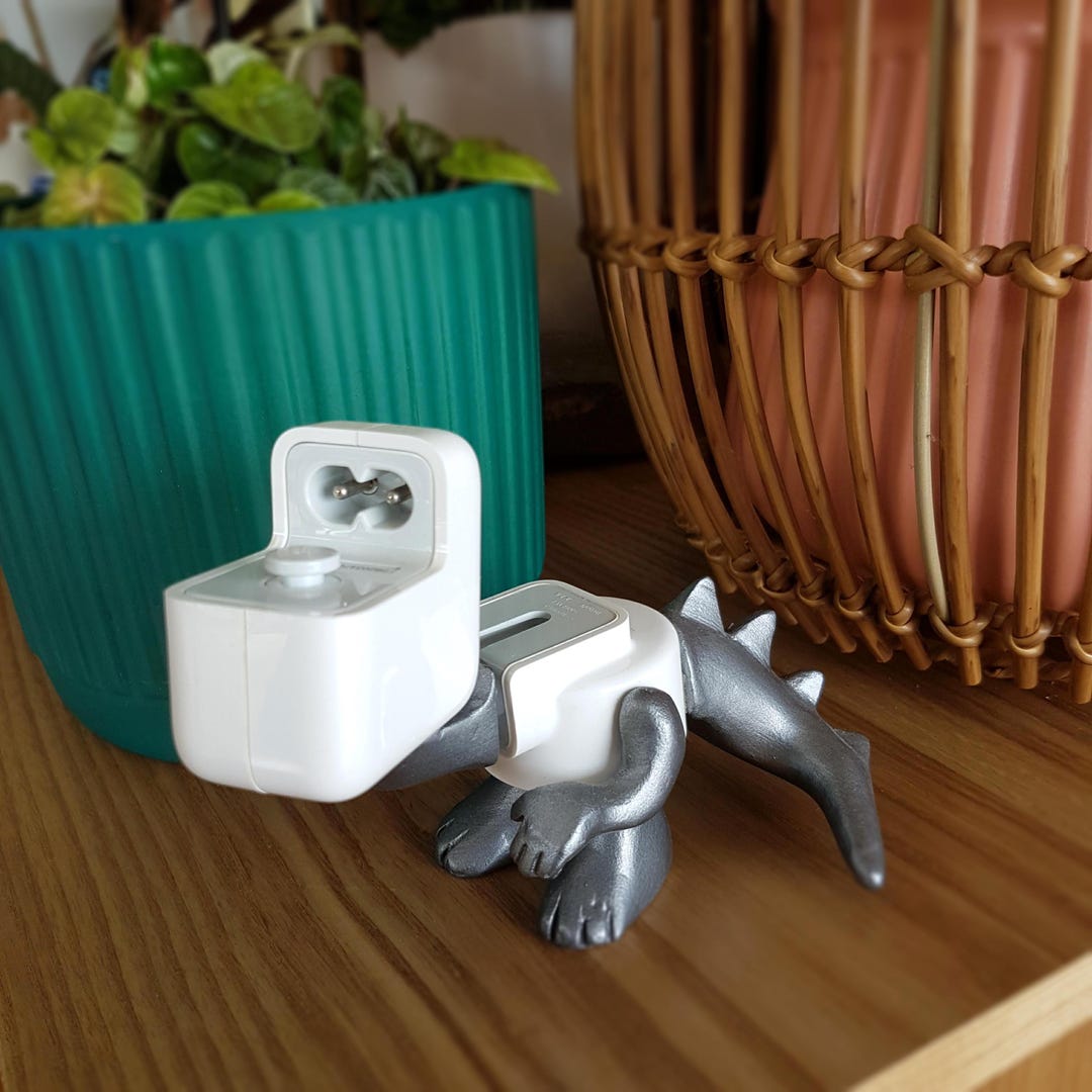 Dino Plug Sculpture: Playful Art From Upcycled Apple Charger and ...