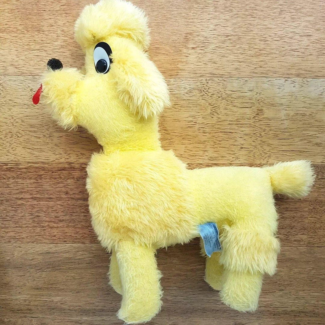 Vintage 45cm/18" GANZ BRO Plush Stuffed Yellow Poodle Dog Animal ...