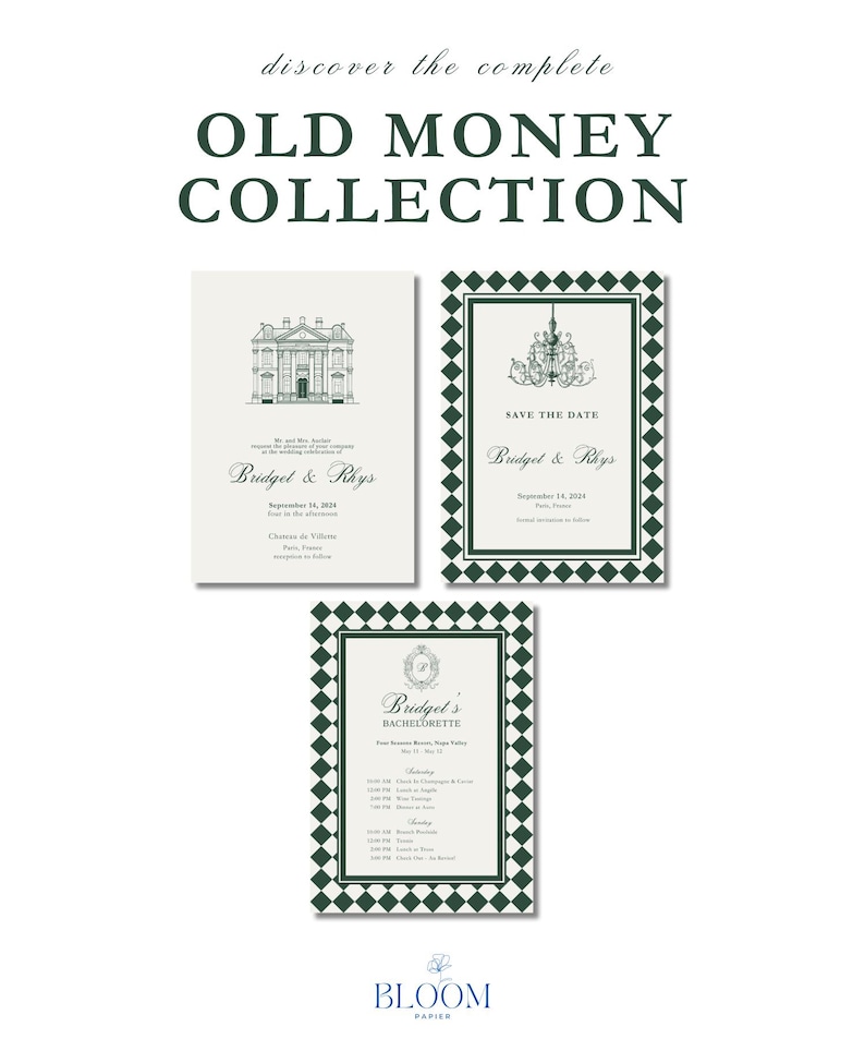 Old Money Collection - Wedding Invite (digital Download, Editable Canva ...