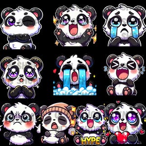 MEGA 50 Emote Emoji Bundle PANDA Premium Pack for Twitch, Discord, Kick ...