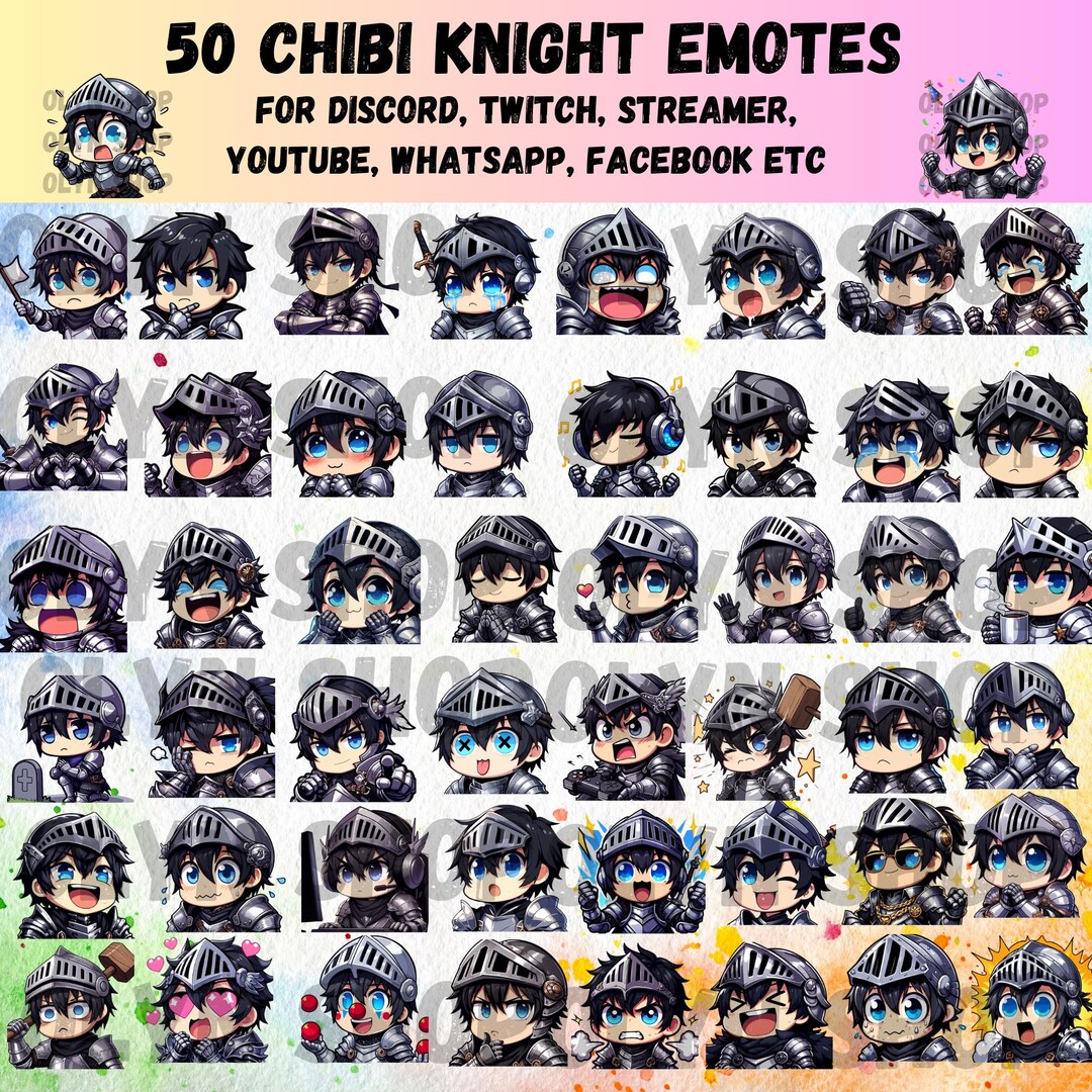 50 CHIBI KNIGHT EMOTES Pack Whatsapp | Twitch | Discord | Youtube ...