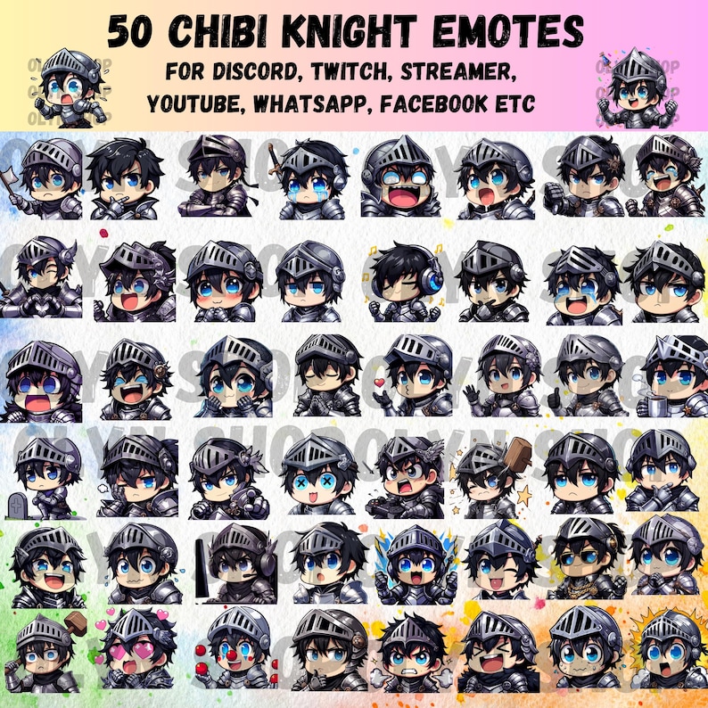 50 Chibi Knight Emotes: Twitch, Discord, Youtube, Facebook, Whatsapp ...
