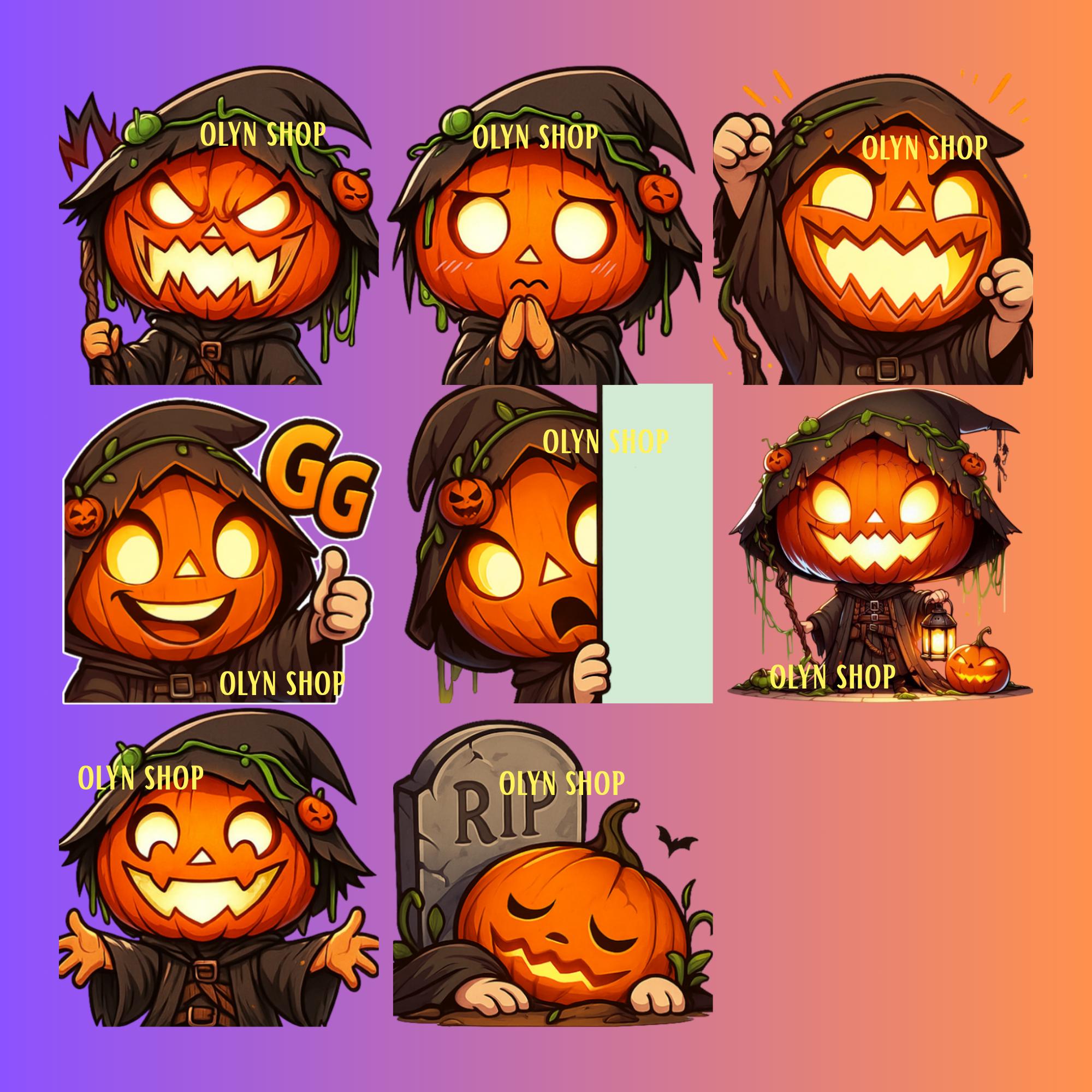 MEGA 58 Emote Emoji Bundle Halloween Pumpkin for Twitch, Discord, Kick ...