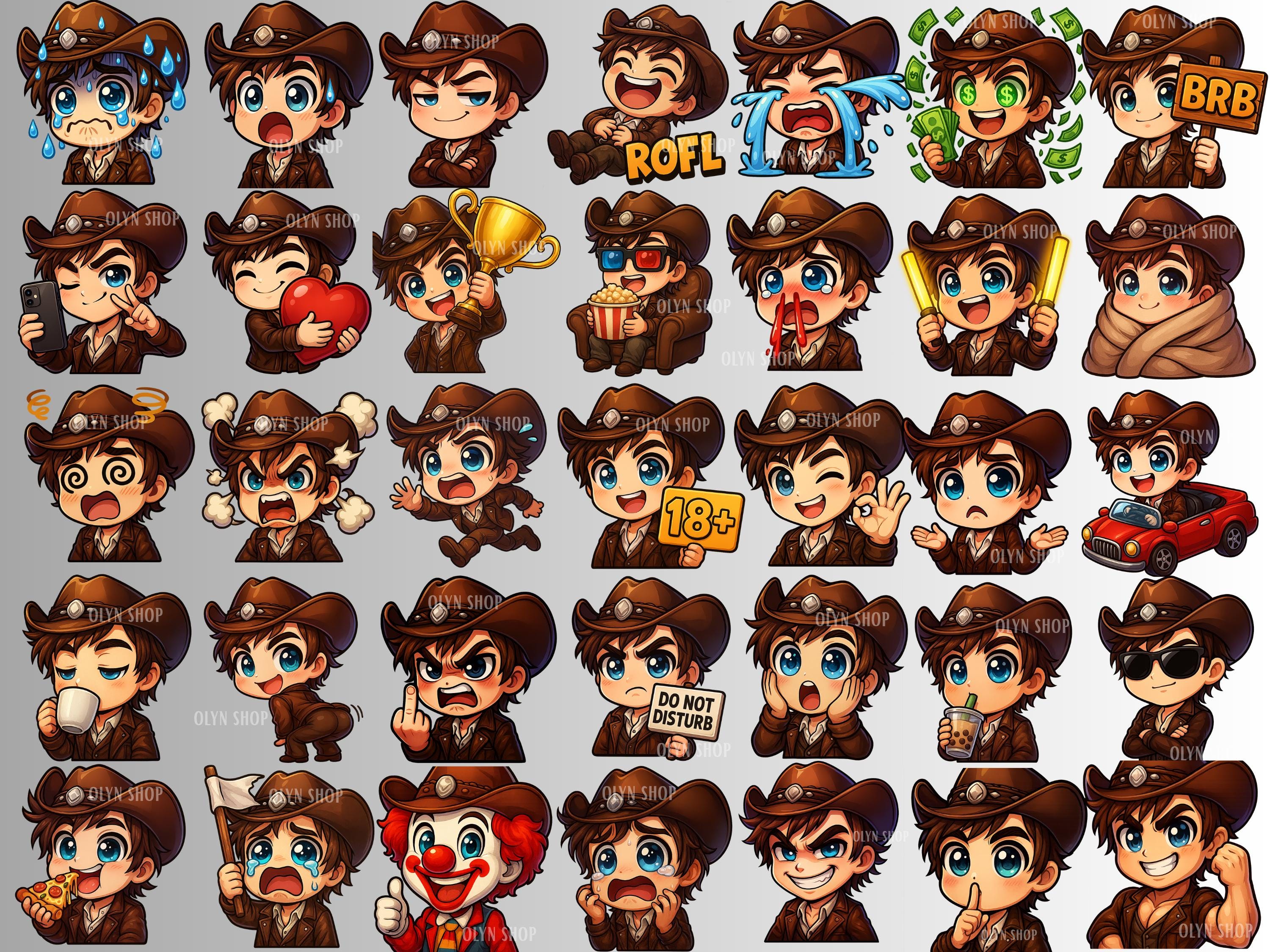 MEGA 68 Emote Emoji Bundle Cowboy for Whatsapp | Twitch | Discord ...