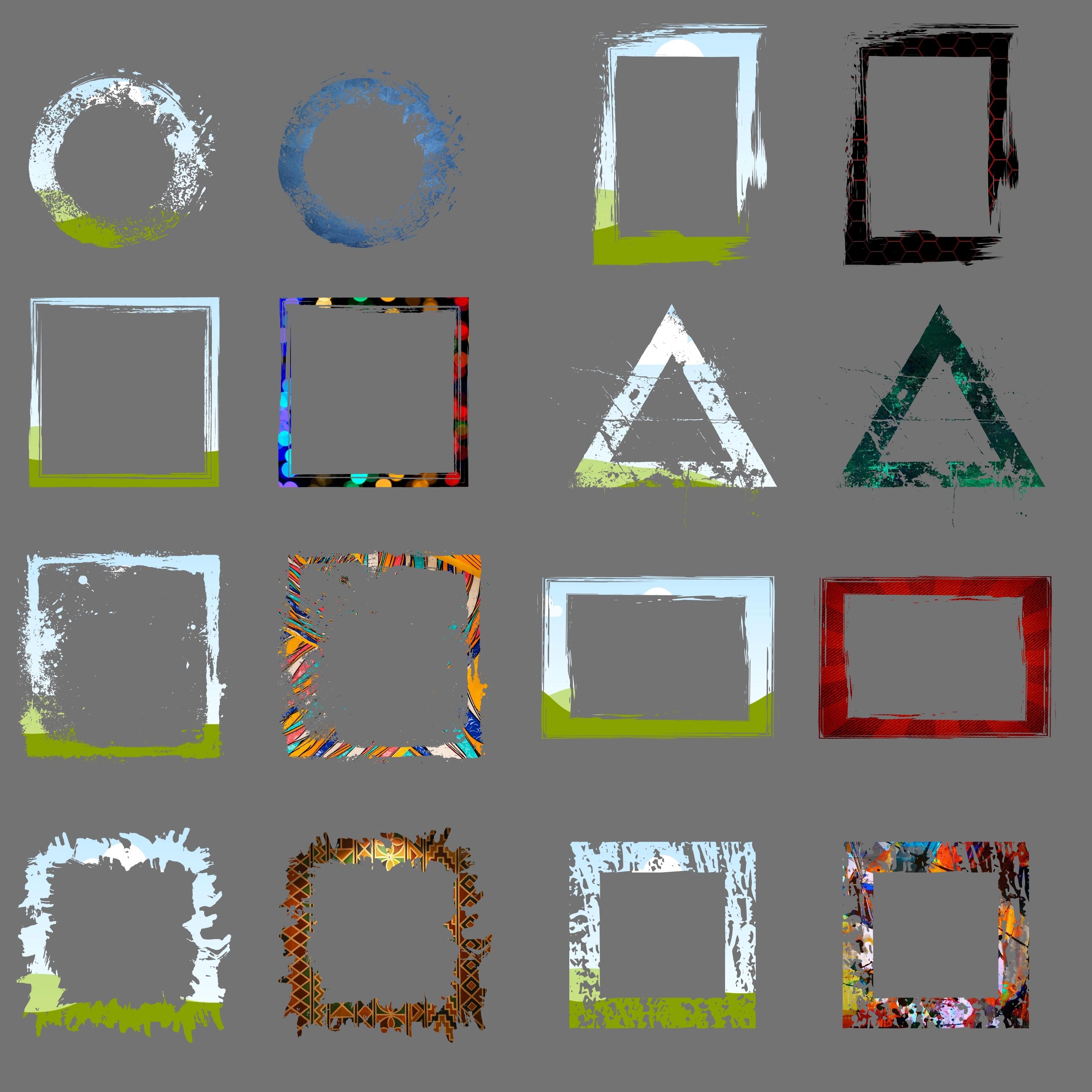 MEGA 270 + Bundle | Canva Frame Grunge Distressed Bleach Border Edge ...