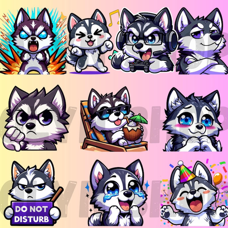 50 Siberian Husky EMOTES Pack Whatsapp | Twitch | Discord | Youtube ...