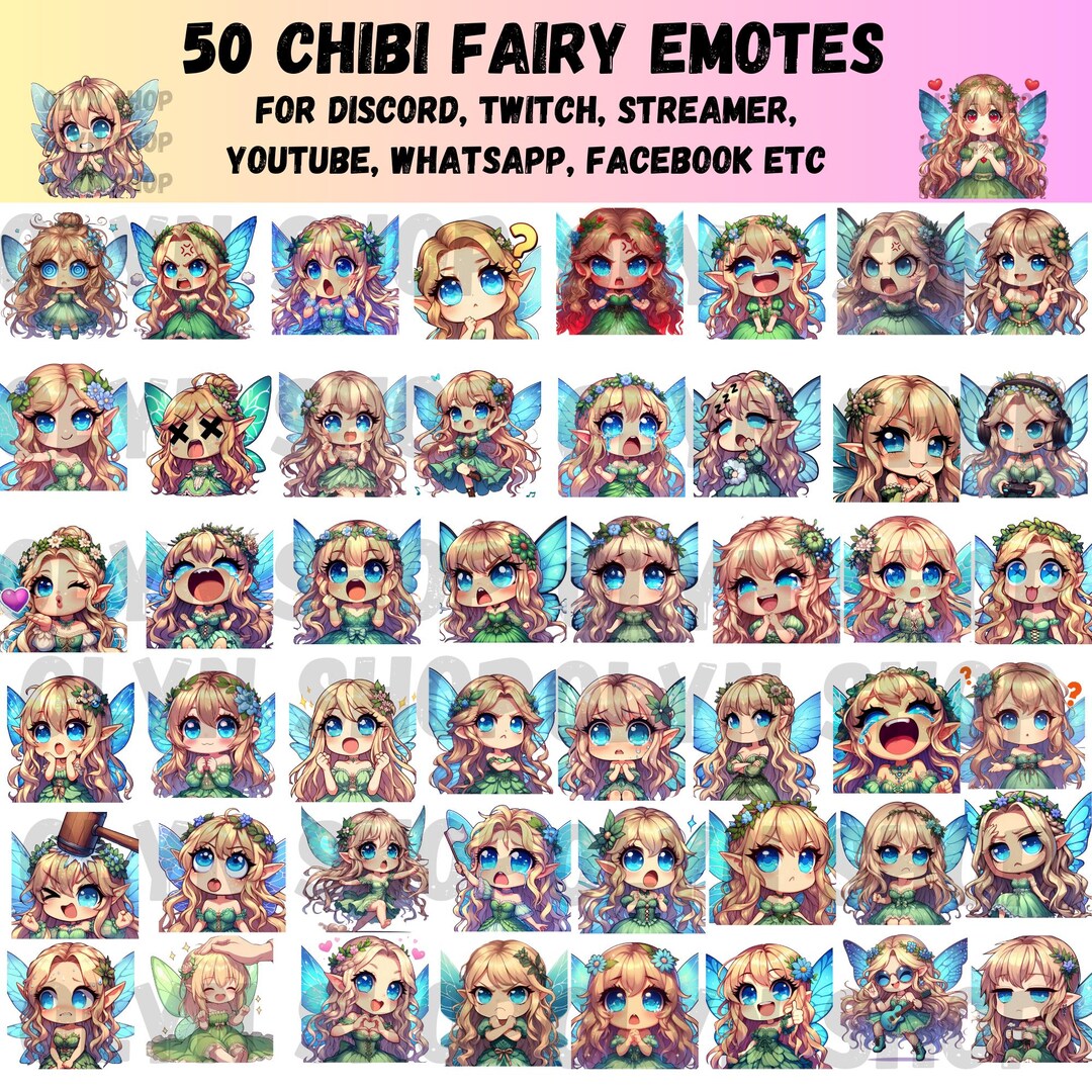 50 CHIBI FAIRY EMOTES Pack Whatsapp | Twitch | Discord | Youtube ...